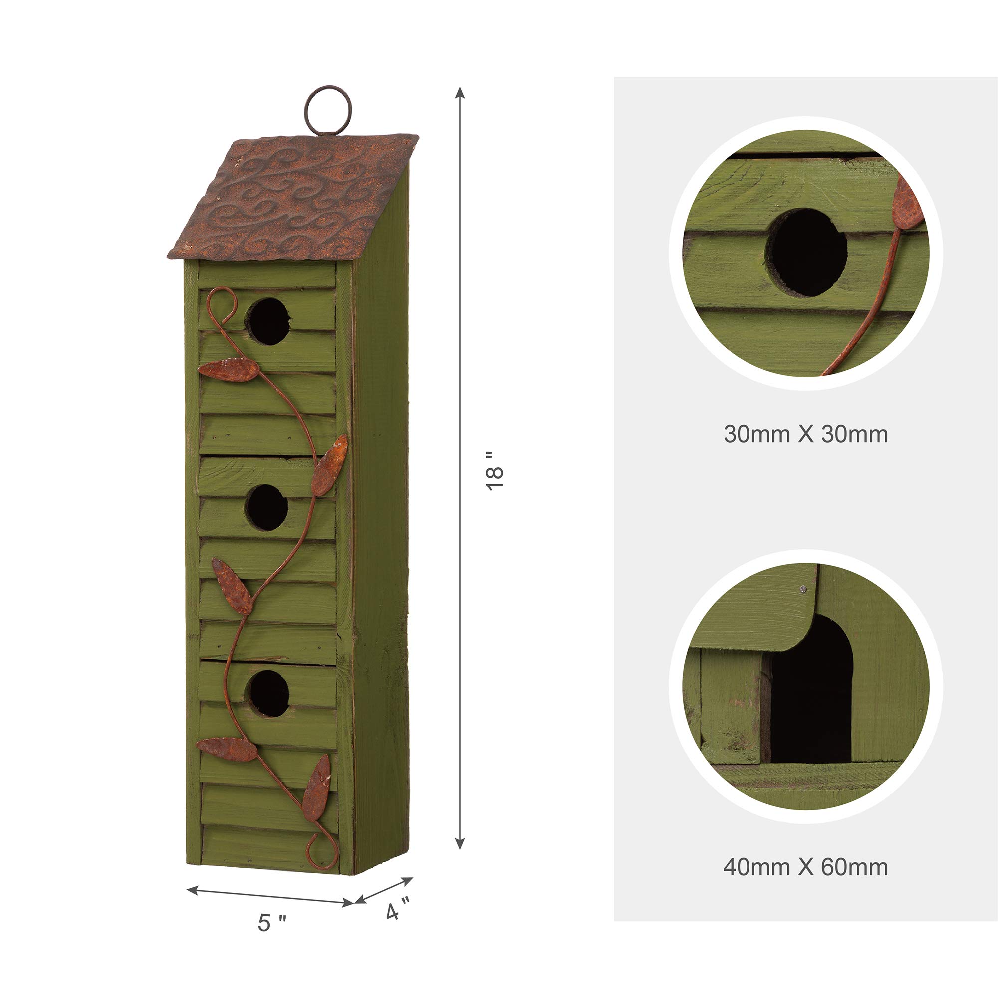 Snapklik.com : Glitzhome 18H Large Hanging Birdhouse Three-Tiered Green ...