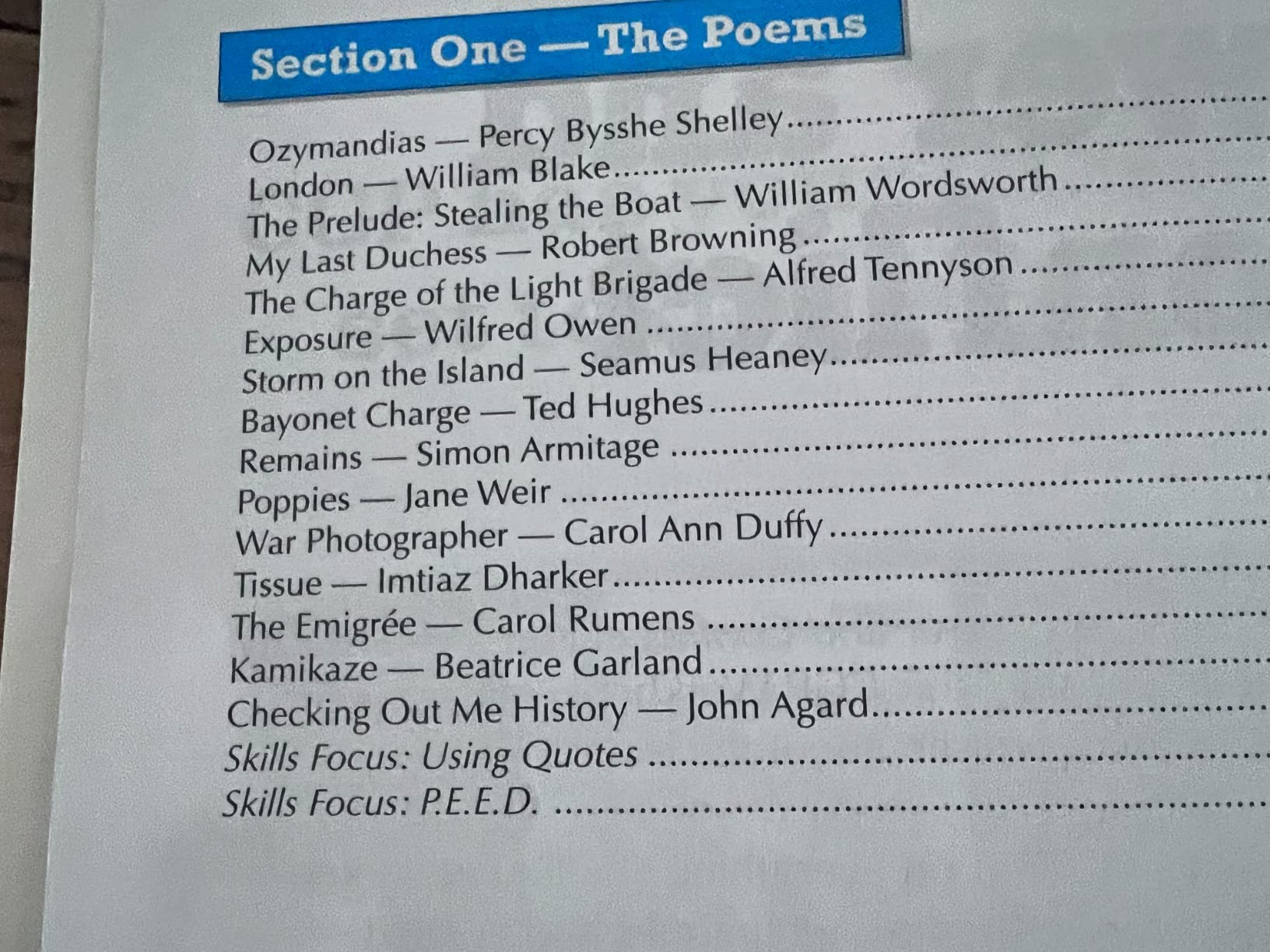 GCSE English Literature AQA Poetry Workbook: Power & Conflict Anthology ...
