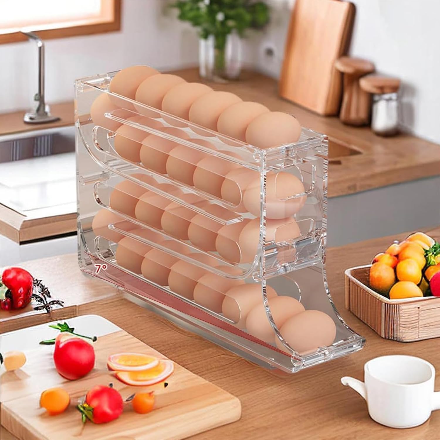 Amazon.com: PAPABA Egg Holder for Fridge 4-Tier Tilted Design Egg ...