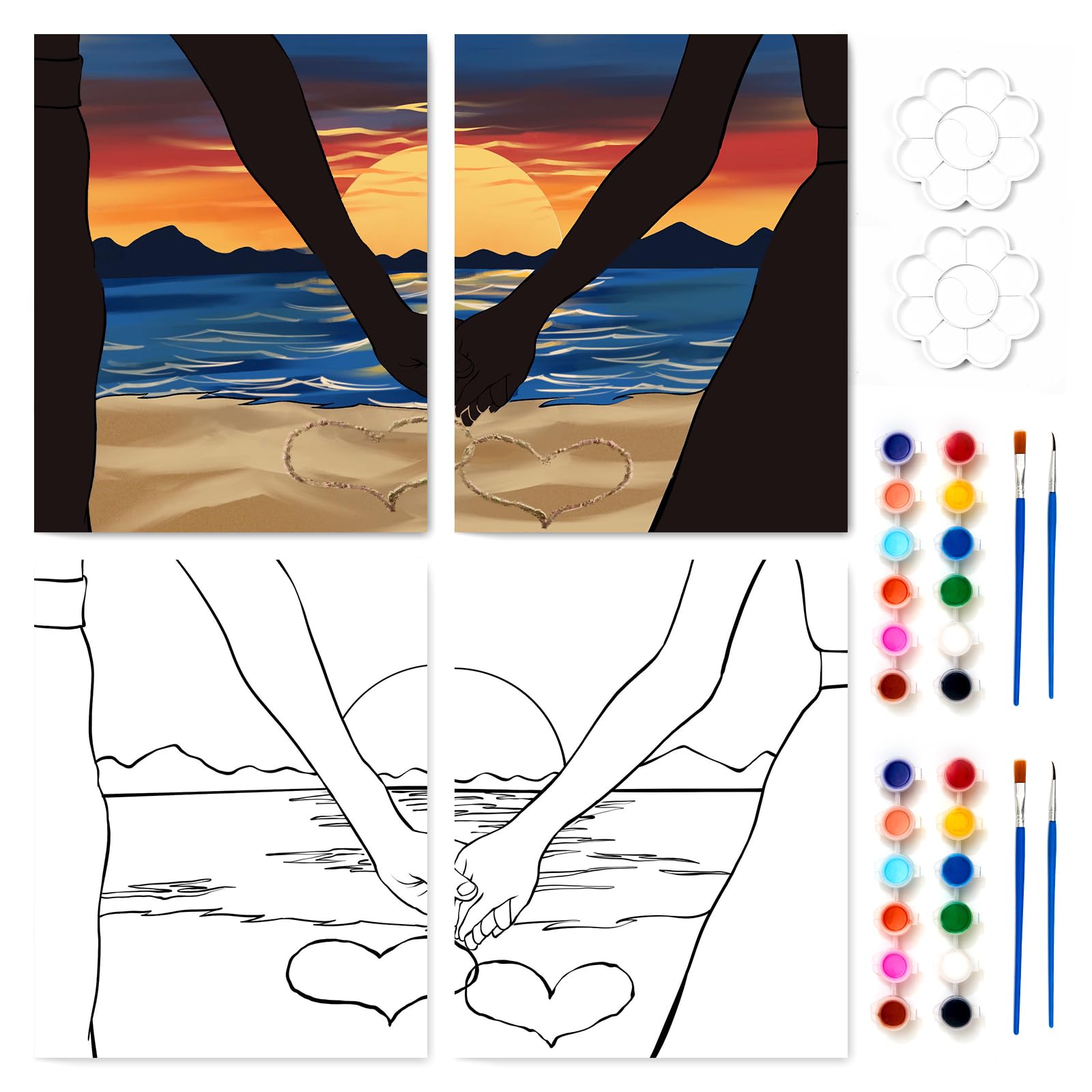 Amazon.com: Gimdesaj 2 Pack Sip and Paint Kit Valentines Couple ...