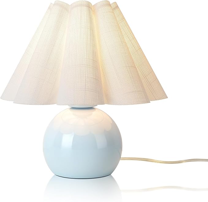 Light Blue Small Bedside Mini Table Lamp for Bedroom, Cute Bedroom ...