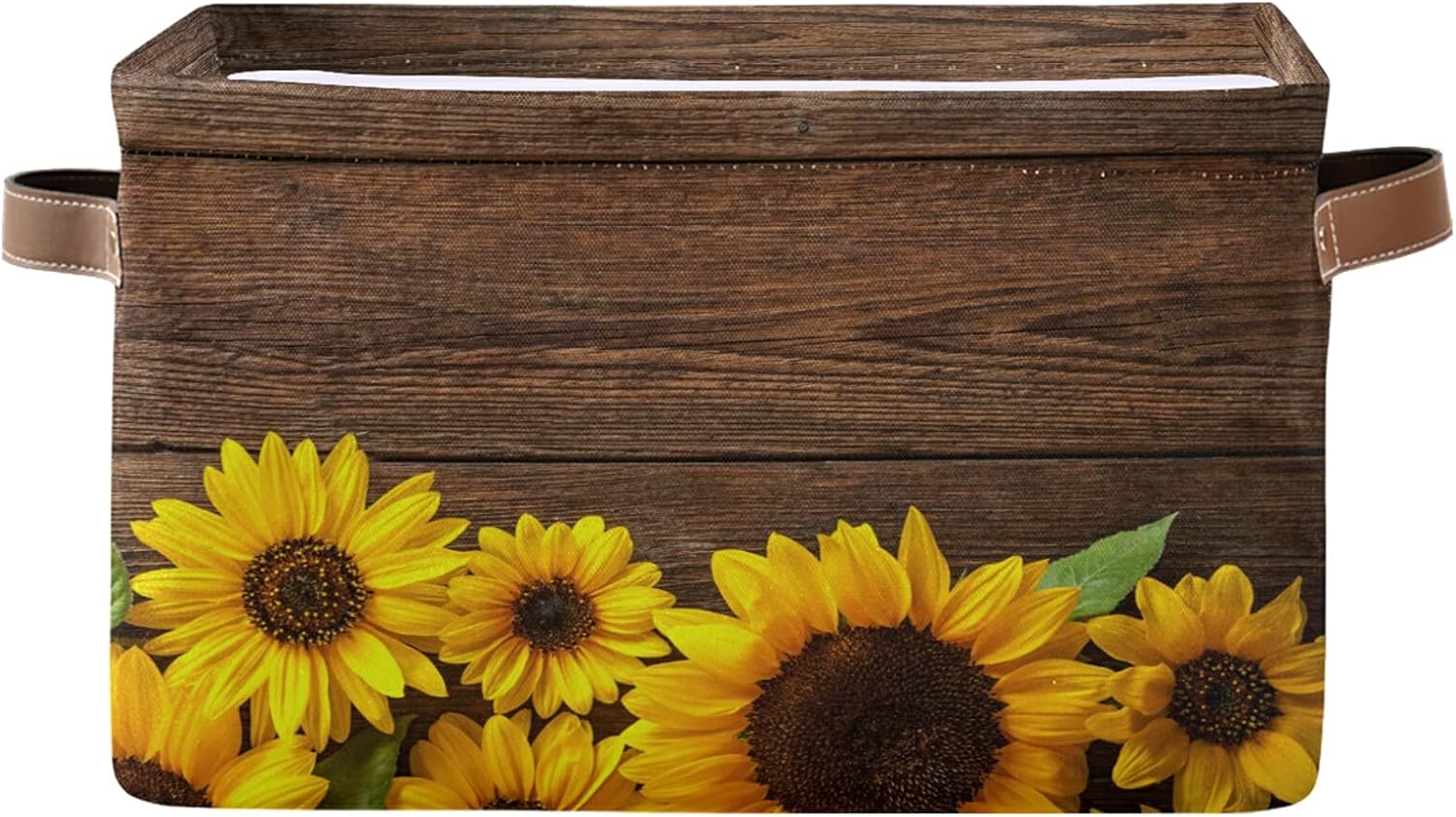 Amazon.com: Sunflower Wooden Board Cube Storage Bin with Handle ...