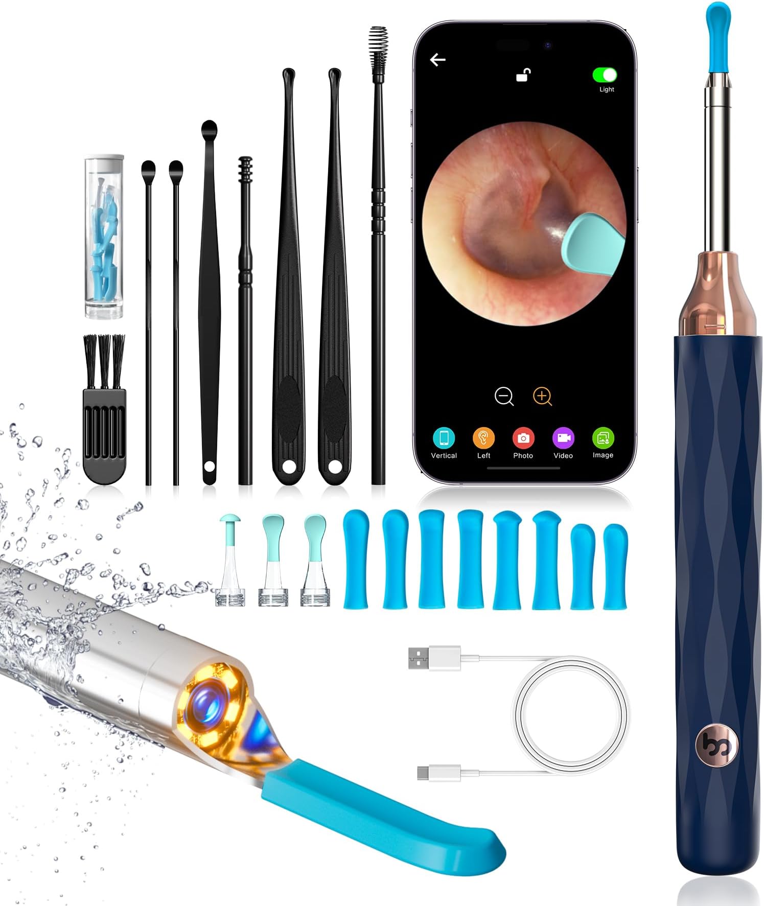 Amazon.com: KAUGIC Ear Wax Removal Tool Camera - Ear Wax Removal Kit ...