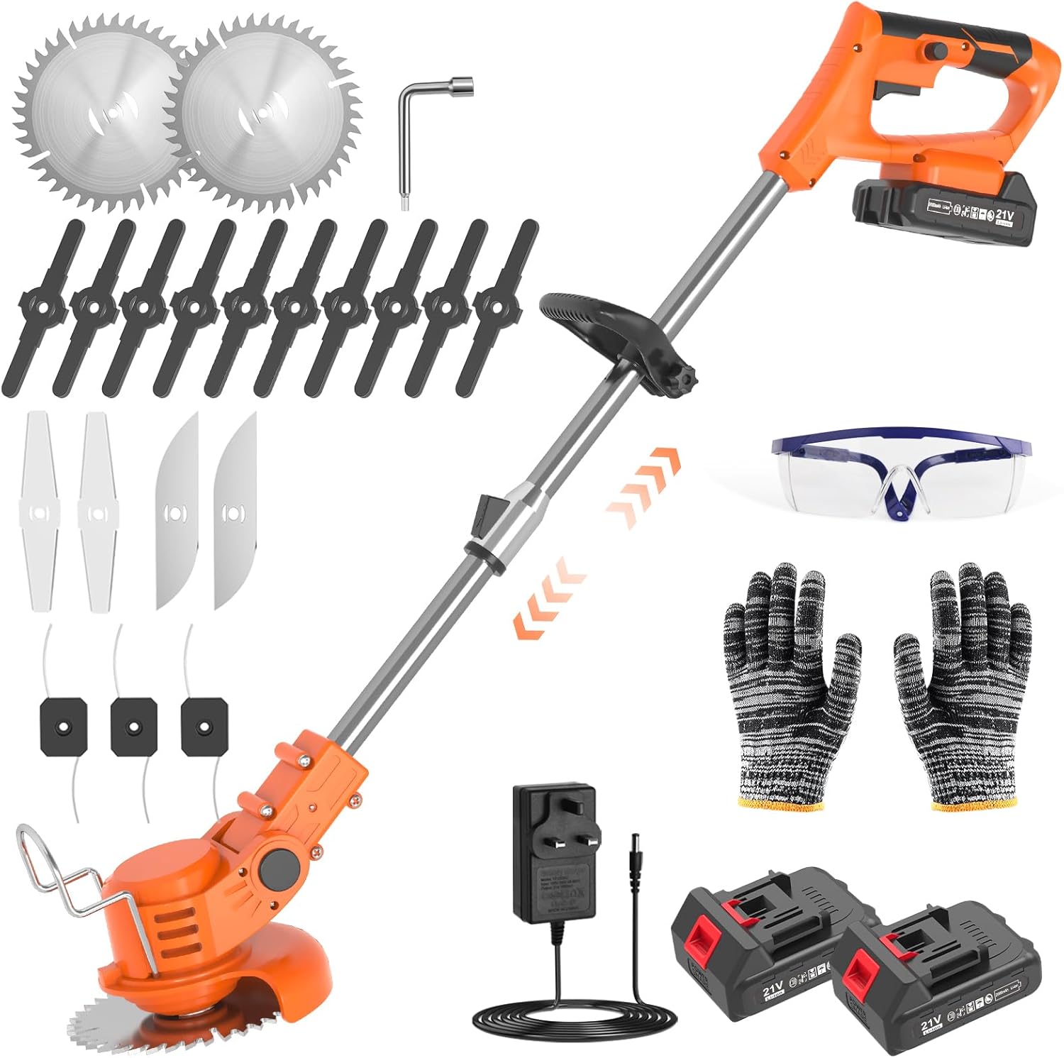 Cordless Strimmer, Strimmer Cordless with 5 Blades, Grass Trimmer with ...