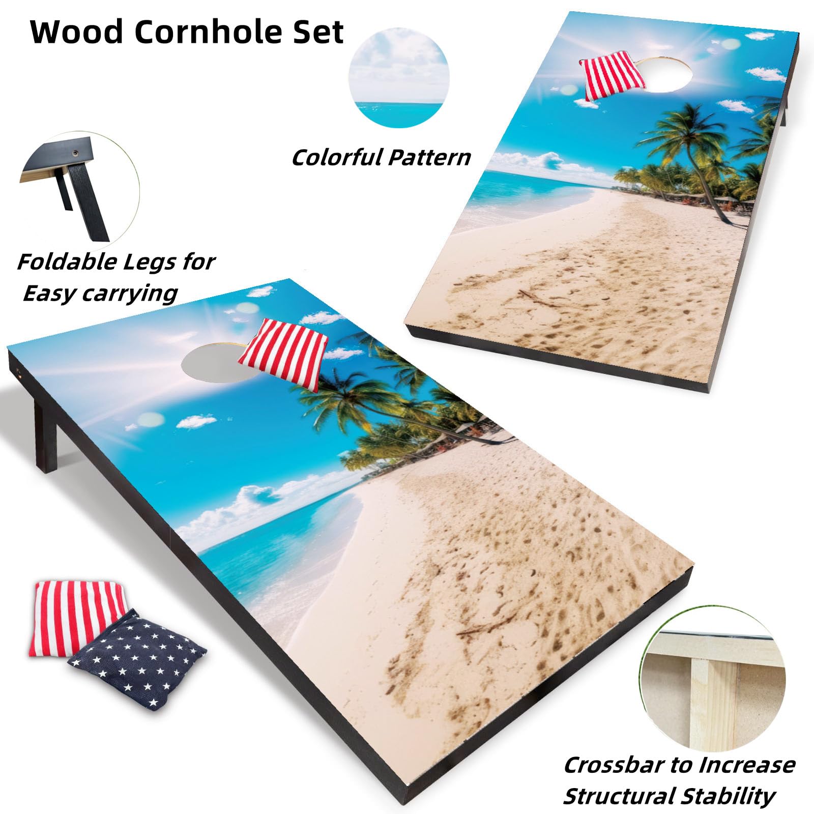 Snapklik.com : Cornhole Set Includes Two 4ft X 2ft Cornhole Boards