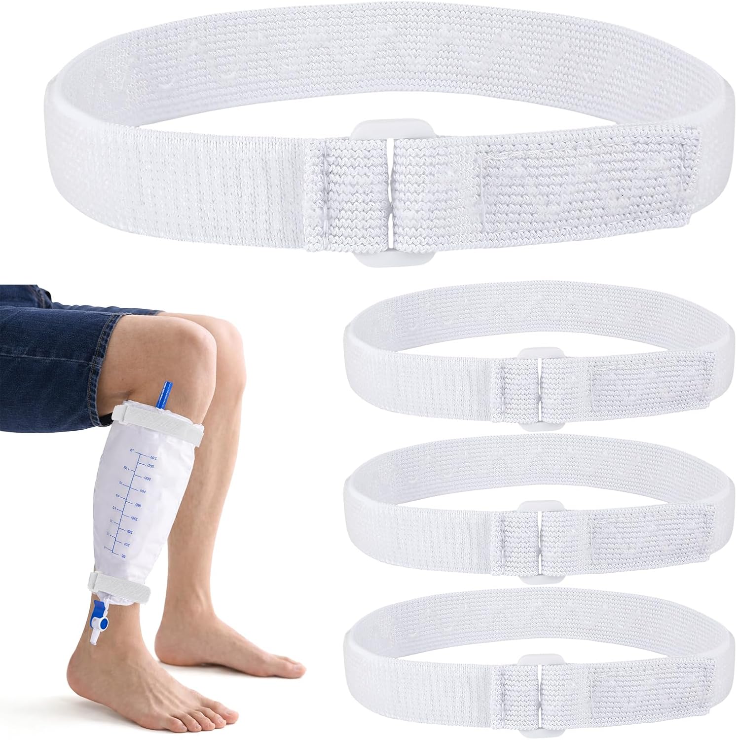 4 Pcs Catheter Leg Bag Straps with Silicone Strips, Adjustable Anti ...