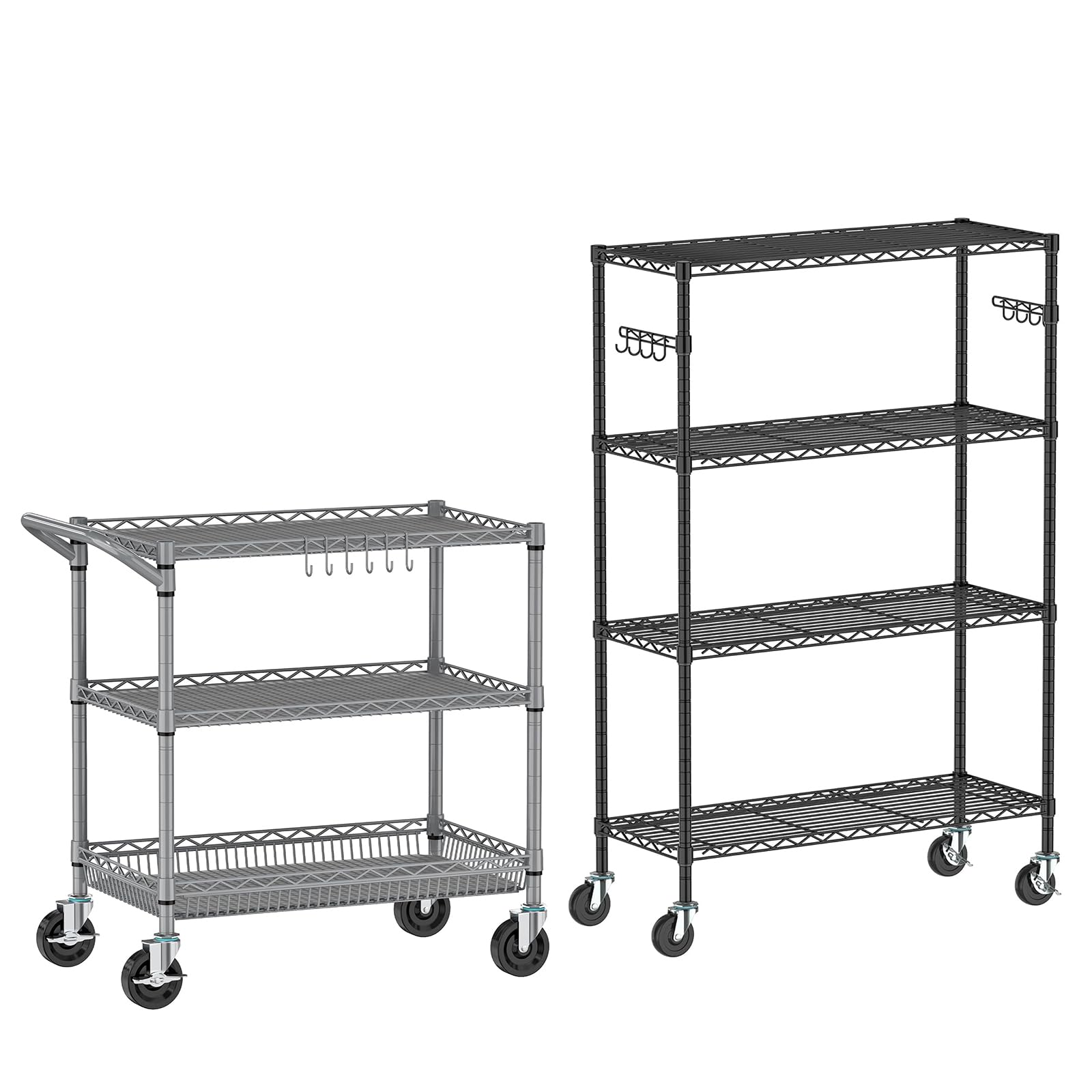 Amazon.com: Commercial Grade Heavy Duty Rolling Cart, 4 Tier Metal ...