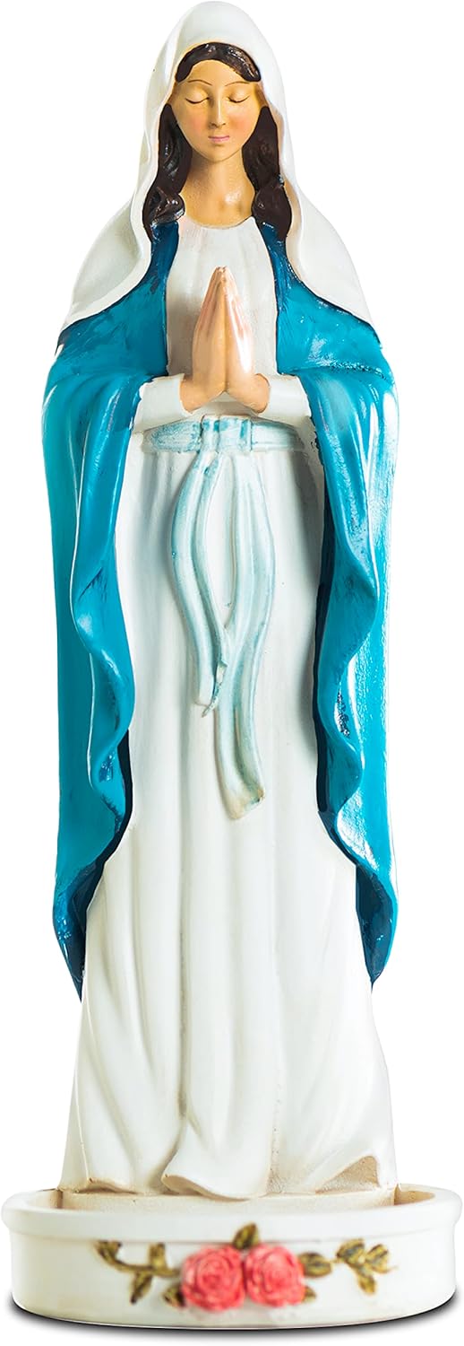 Virgin Mary Rosary Holder Statue, 8'' Madonna Blessed Mother Mary ...