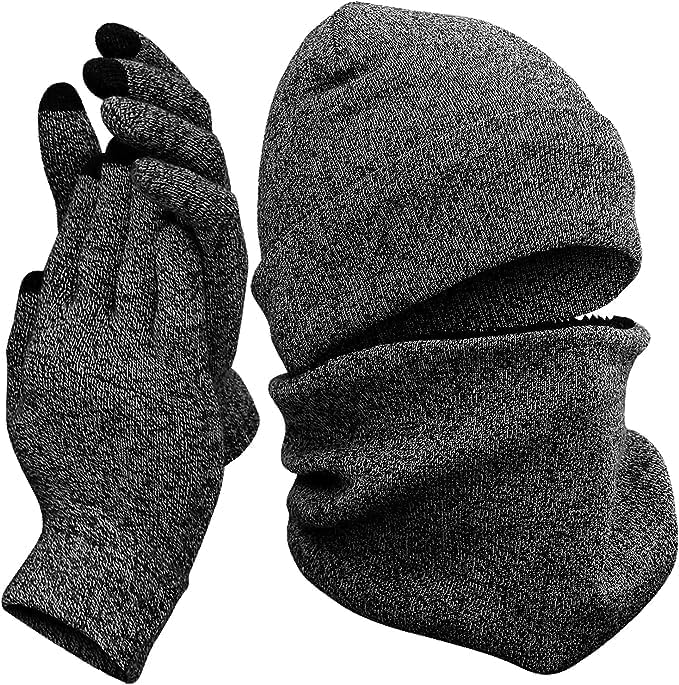 PANTE Beanie Hat Set Unisex 3-in-1 Beanie Scarves Touchscreen Gloves ...