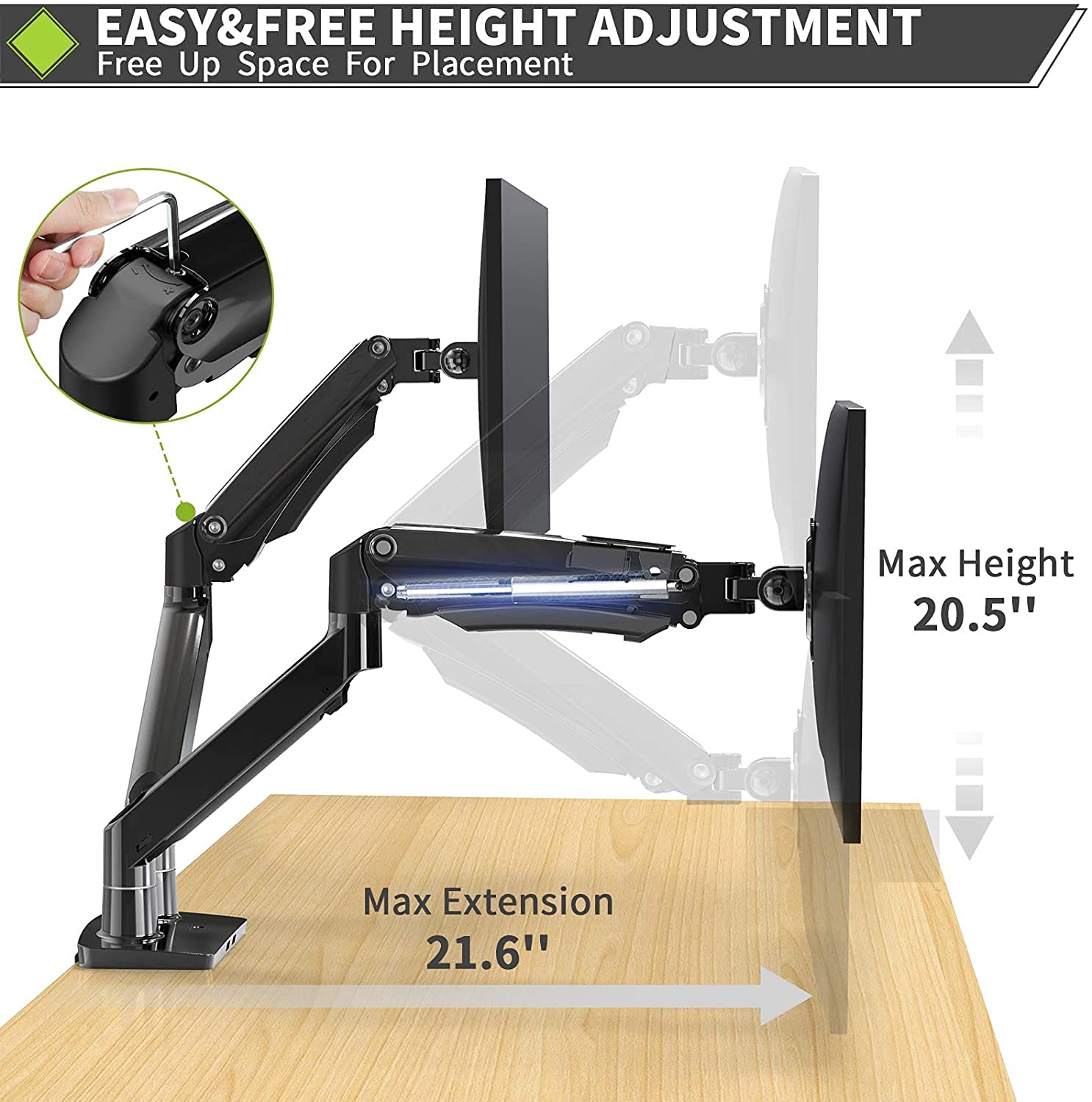Buy AM alphamount Dual Monitor Stand, Premium Articulating Gas Spring ...