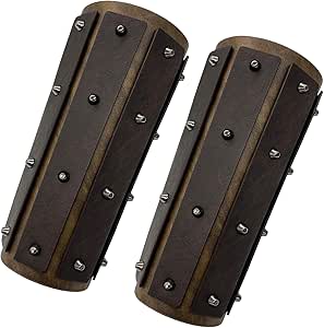 Amazon.com: Medieval Vintage Faux Leather Bracers,Viking Gauntlet ...
