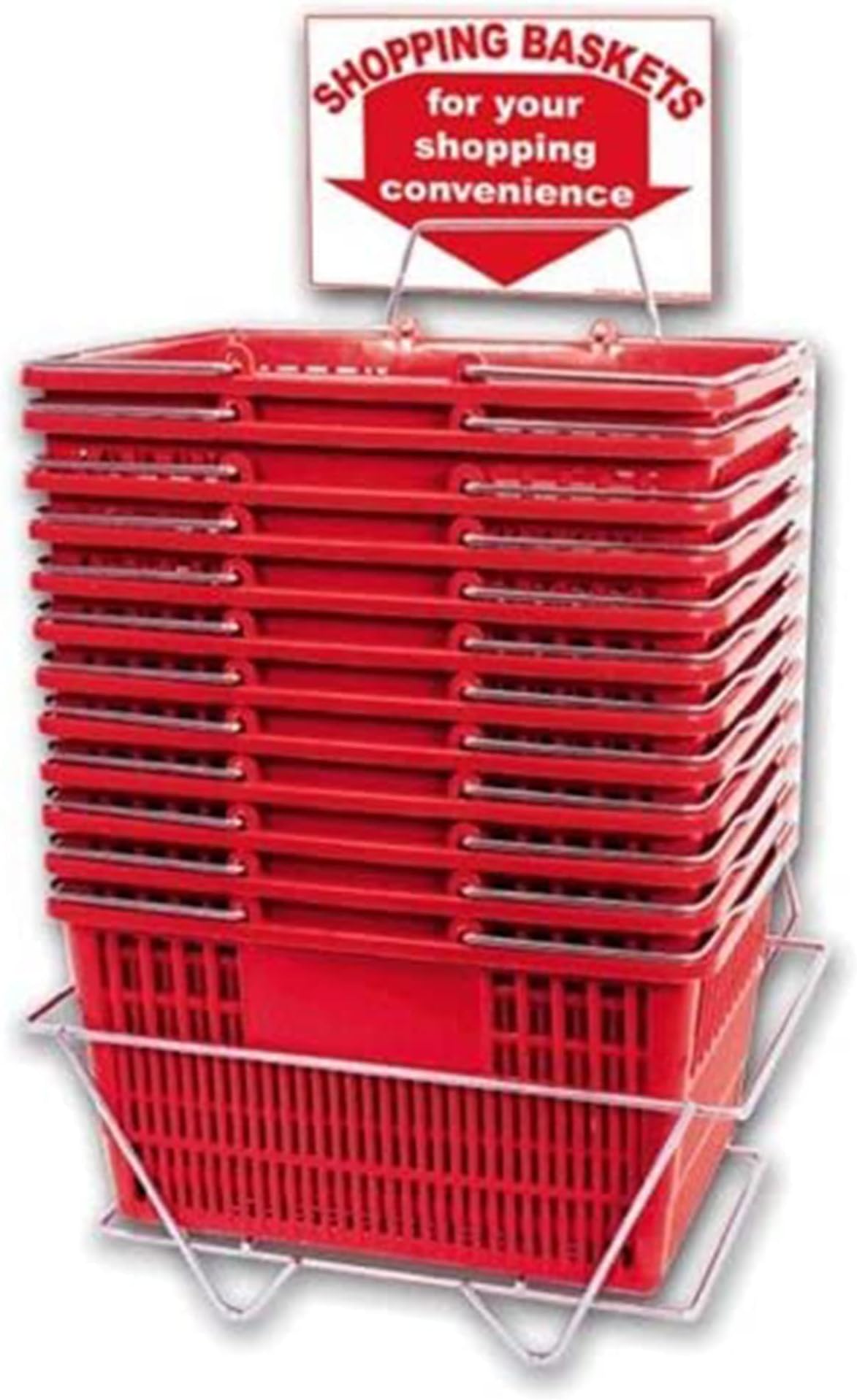 Amazon.com: Red Plastic Shopping Basket with Strong Metal Handles ...