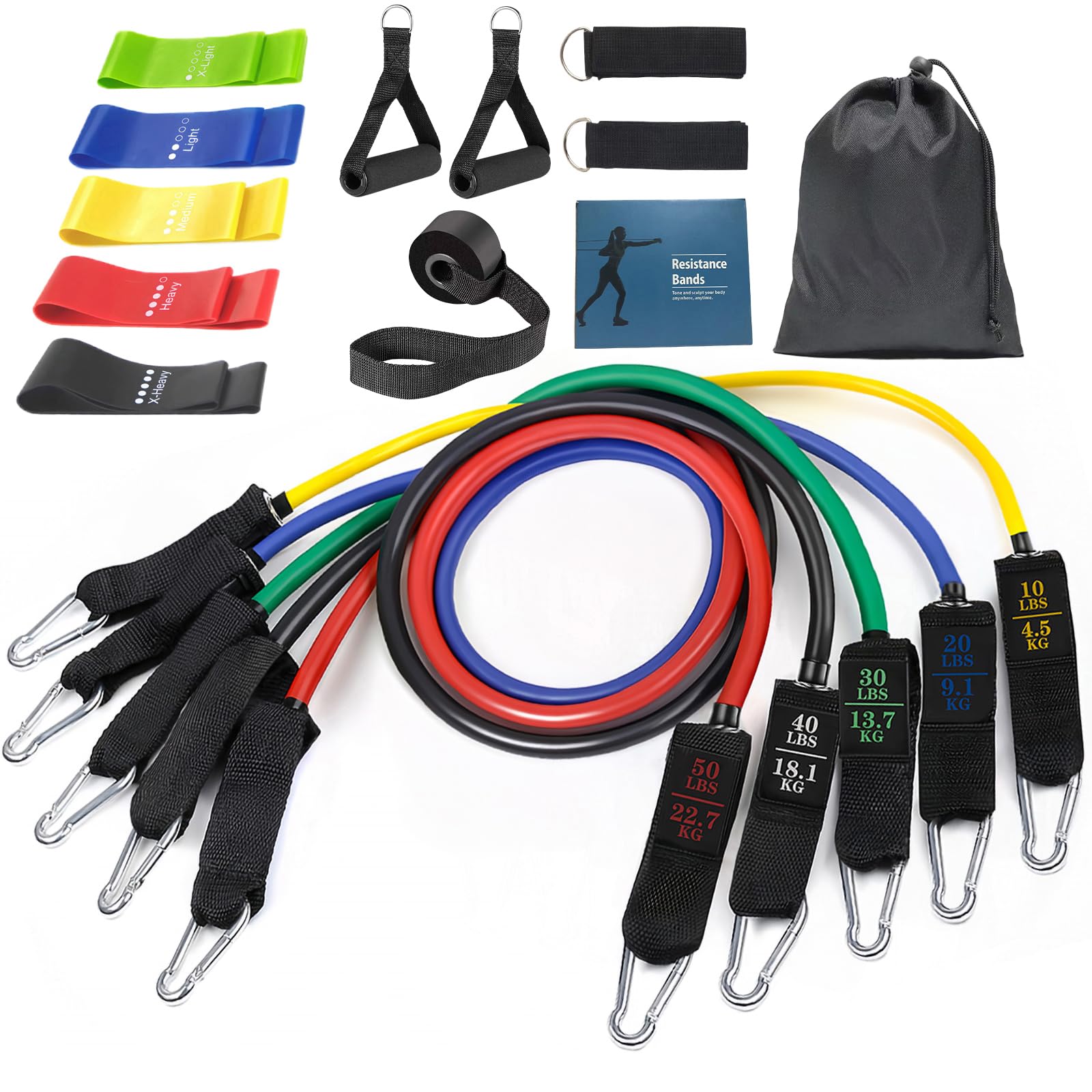 Resistance Bands with Handles, Fitness Workout Bands Set 18PCS, Anti ...