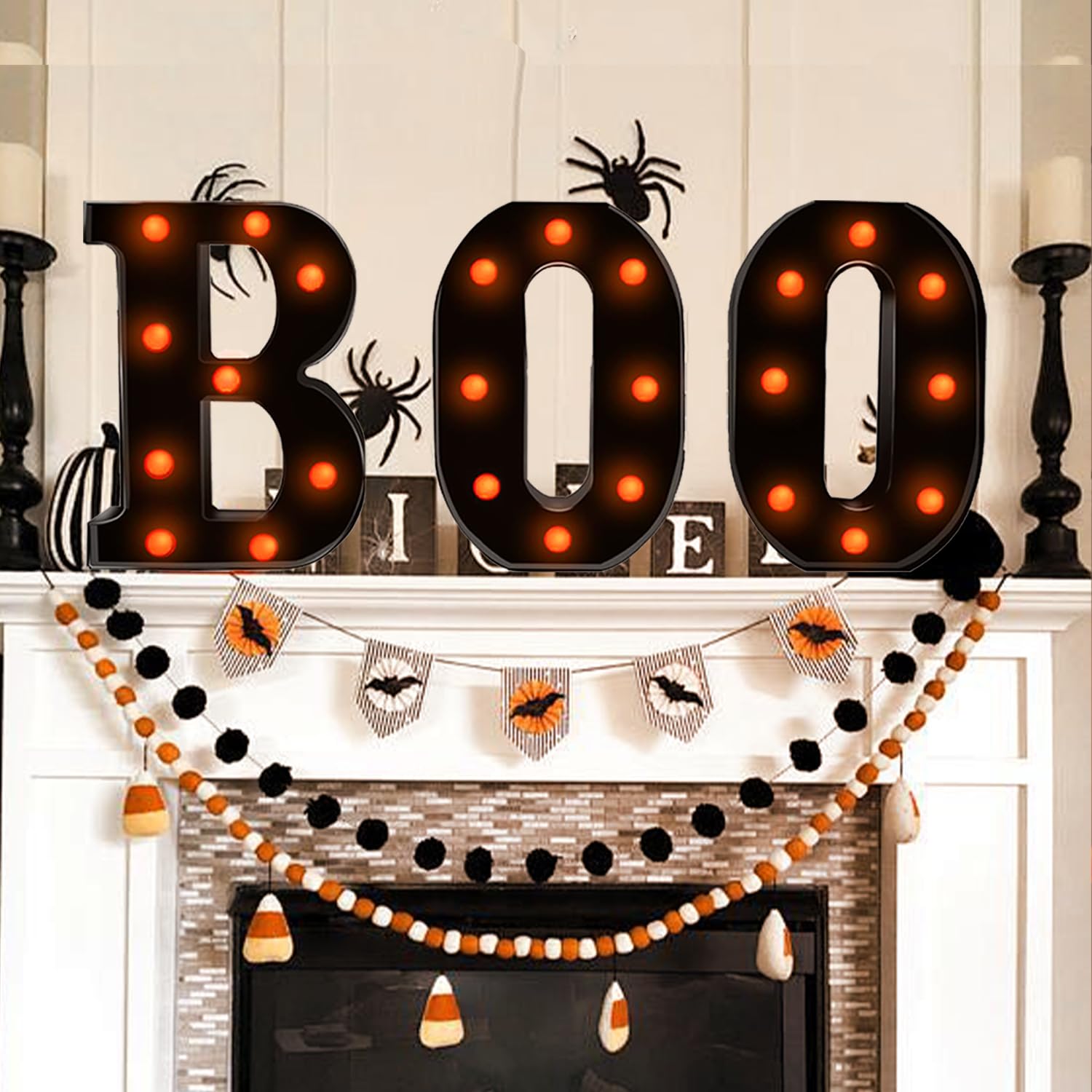 Halloween Decorations-3 LED Marquee Light up Letters Boo Sign Halloween ...