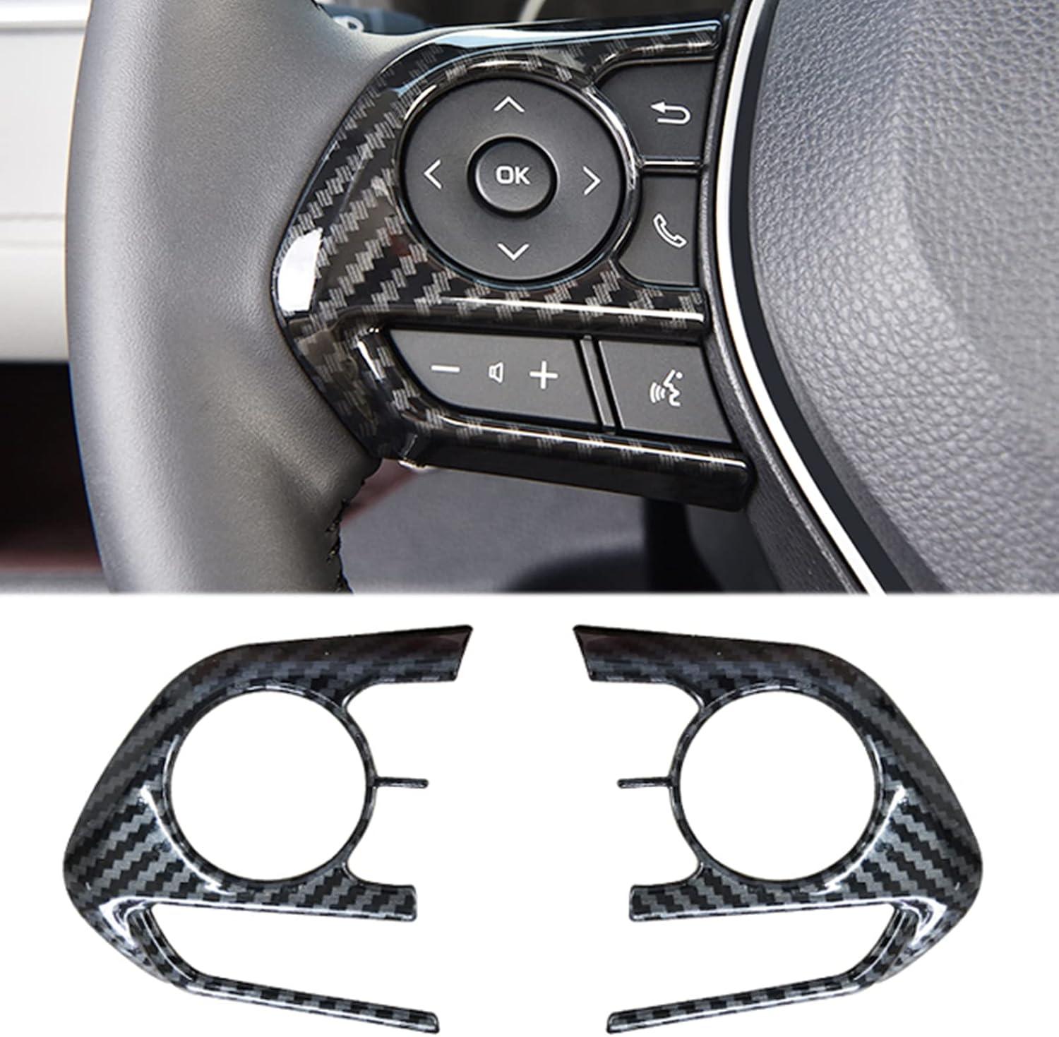 Amazon.com: Cakievro Car Steering Wheel Button Cover for Toyota RAV4 ...