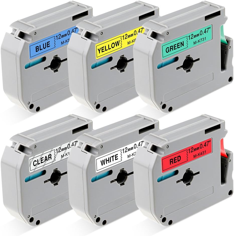 6-Pack P Touch M Tape Compatible for Brother P-Touch M Tape 12mm 0.47 ...