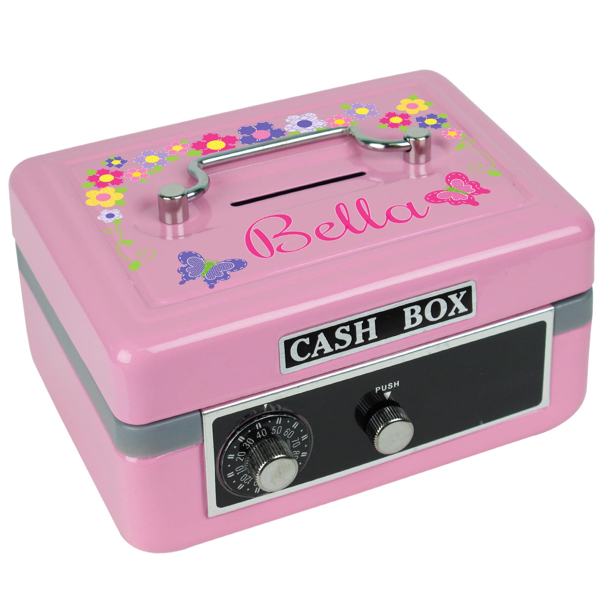 Amazon.com: Personalized Pink Cash Box (Butteflies and Flowers) : Toys ...