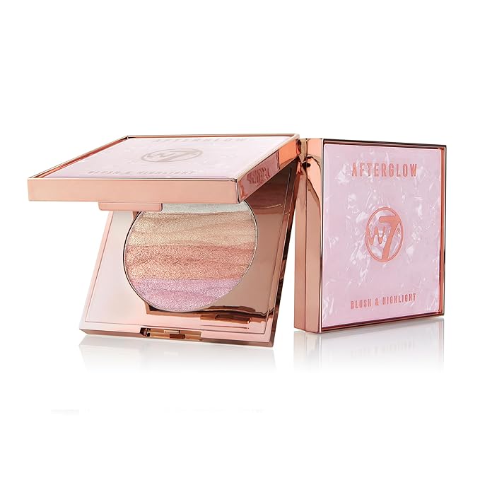 Amazon.com : W7 Afterglow Blusher & Highlight Compact - Pink & Gold ...