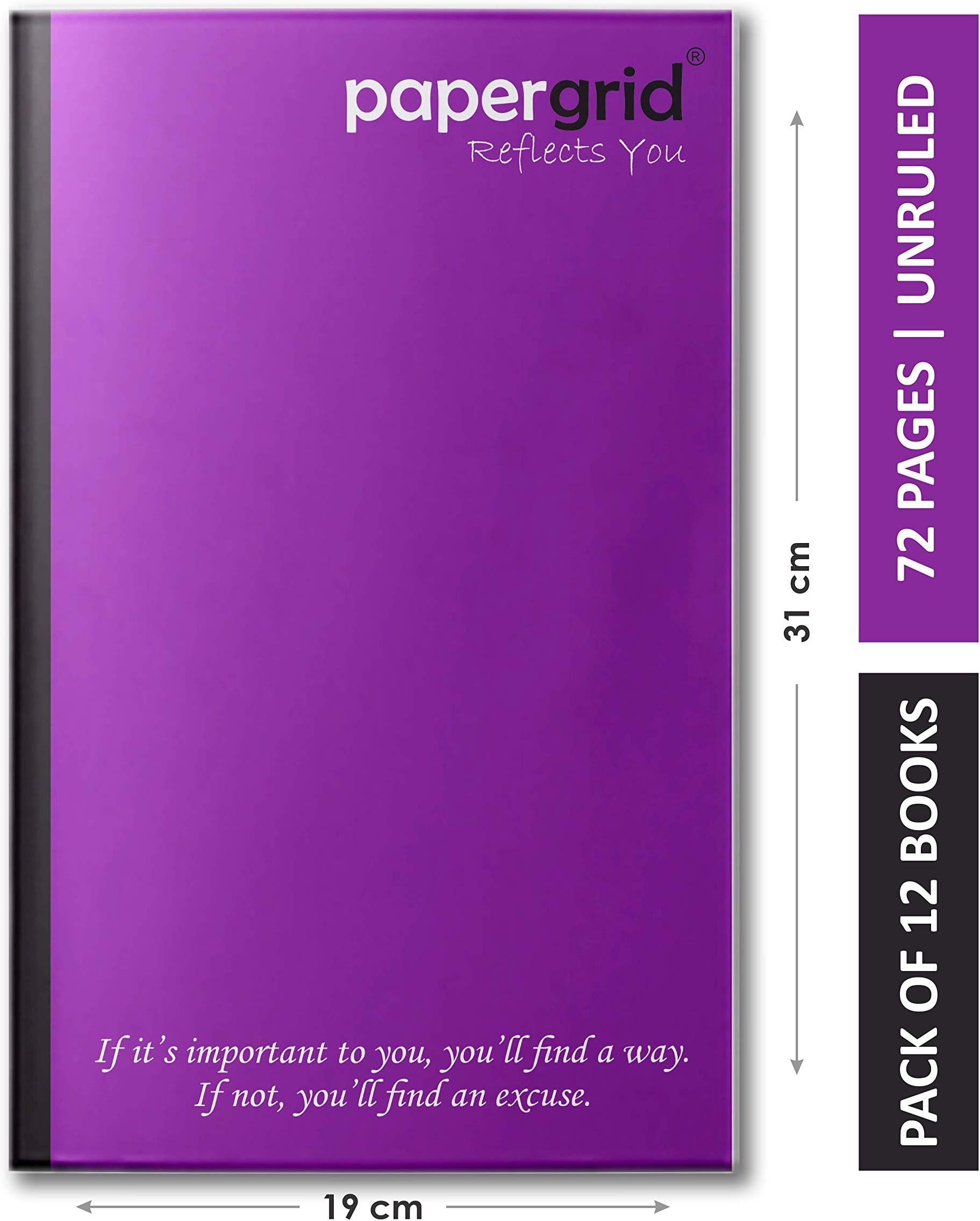 papergrid Notebook - Short Book (19 cm x 15.5 cm), Single Line, 152 ...