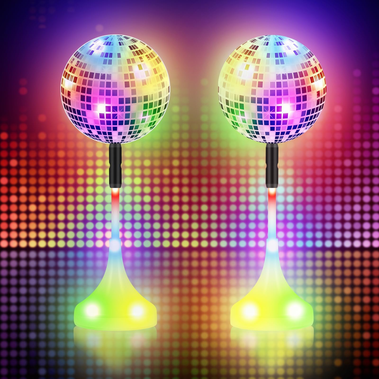 AKAIXI 2 Pcs 12in Height Disco Party Light Colorful Night Lights 70s ...
