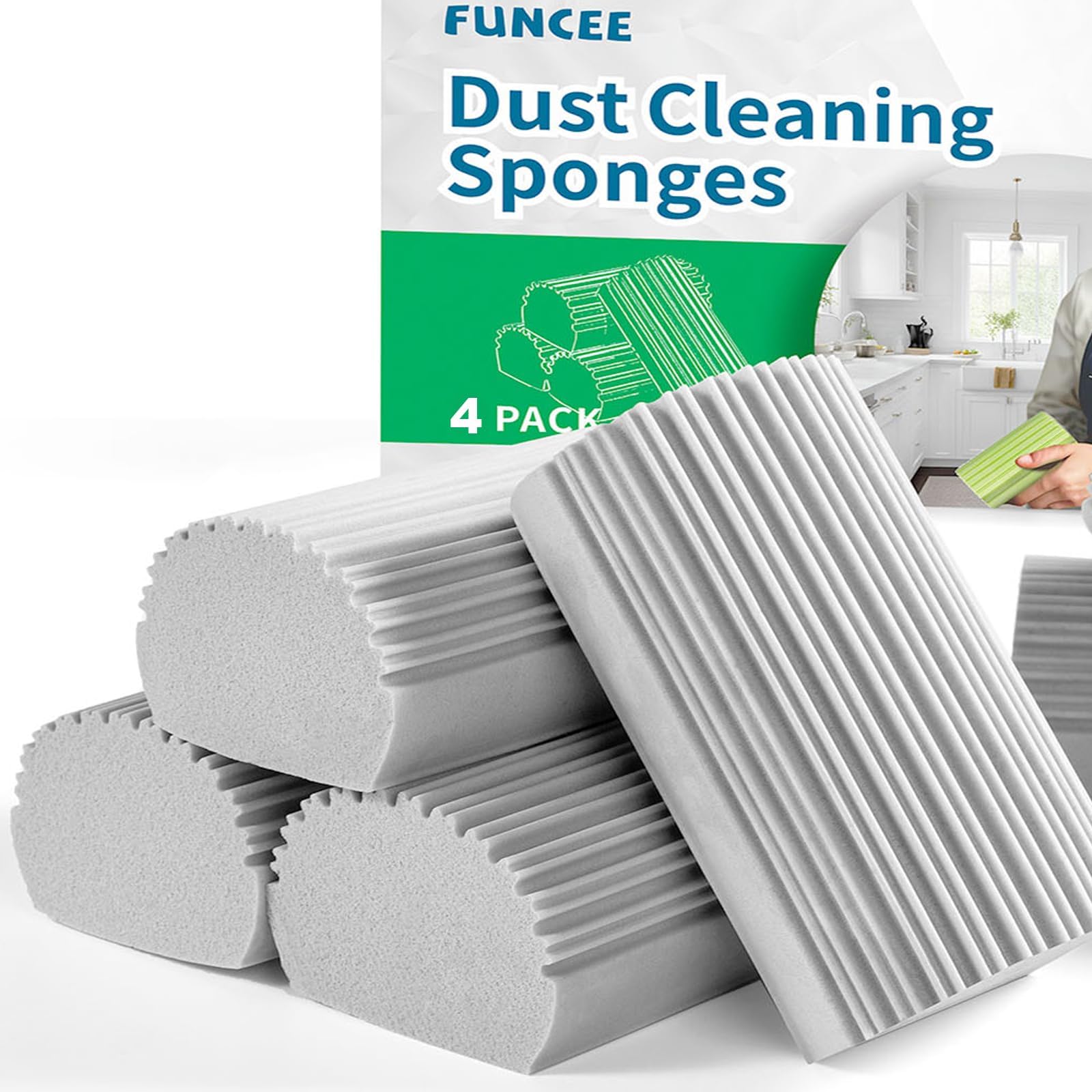 Amazon.com: YFUIF 2-Pack Damp Clean Duster Sponge, Magic Sponge Eraser ...