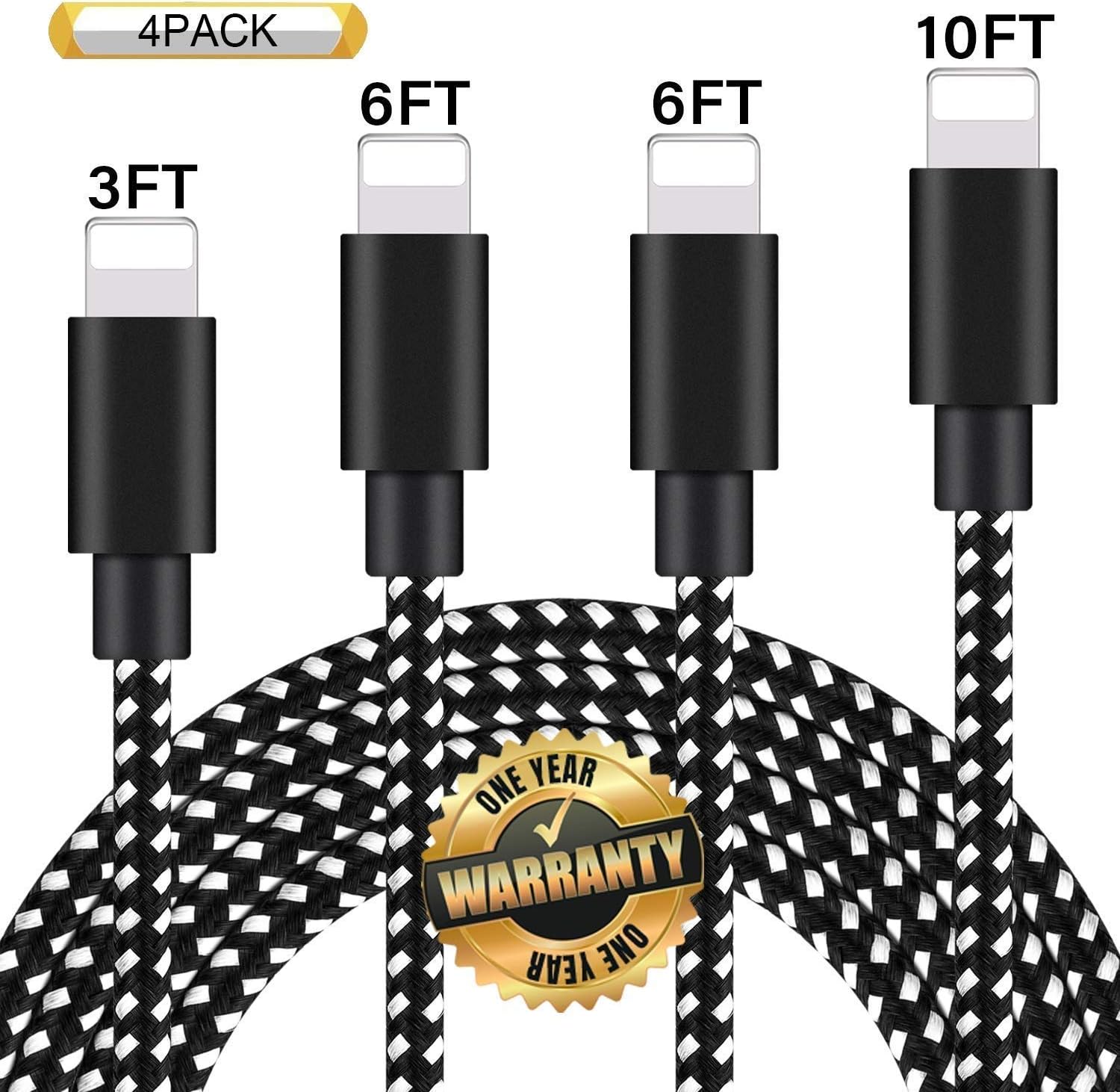 Amazon.com: iPhone Charger[4 Pack 3FT/6FT/6FT/10FT] WUXIAN Extra Long ...