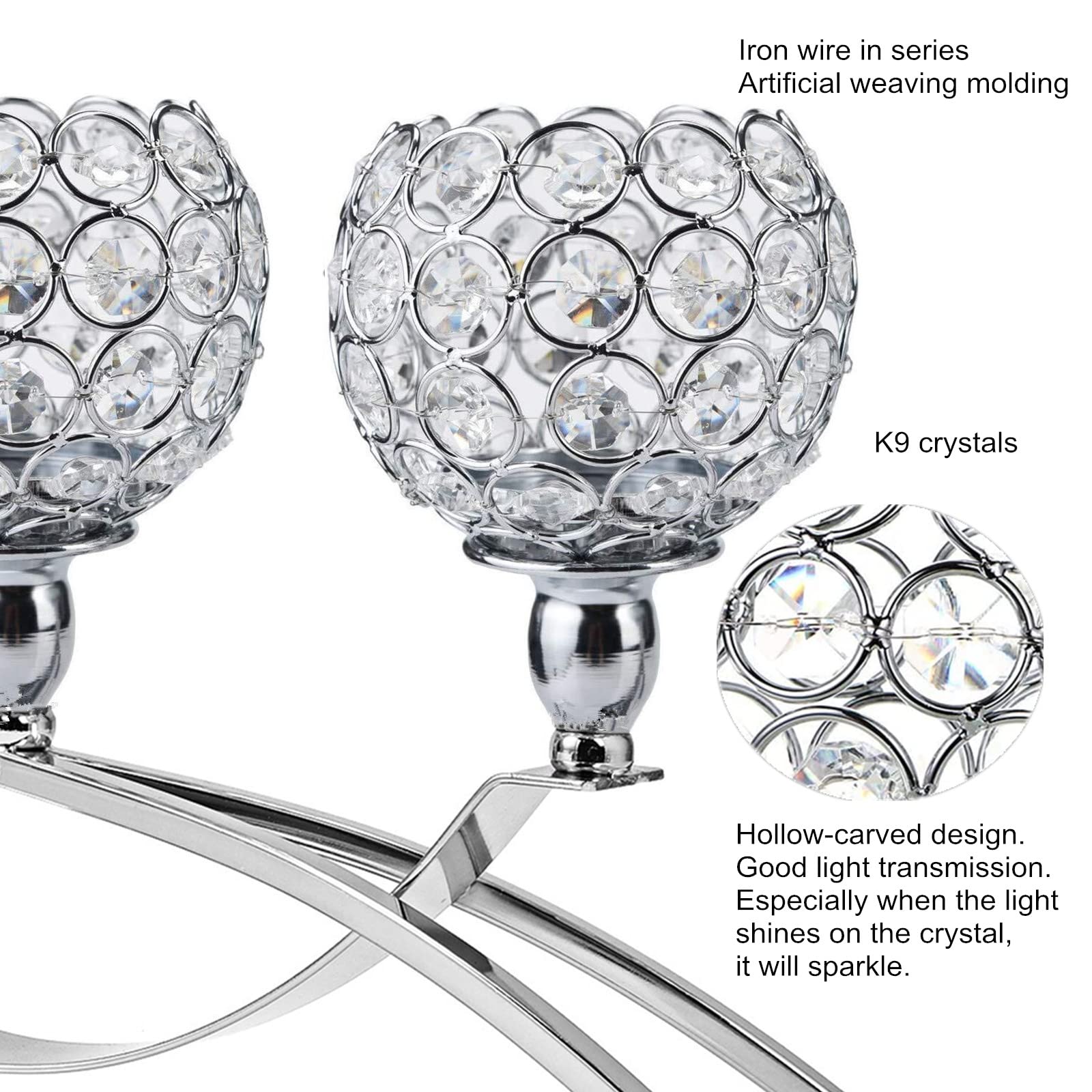 Snapklik.com : Silver Crystal Candle Holder 3 Wick Dining Table ...