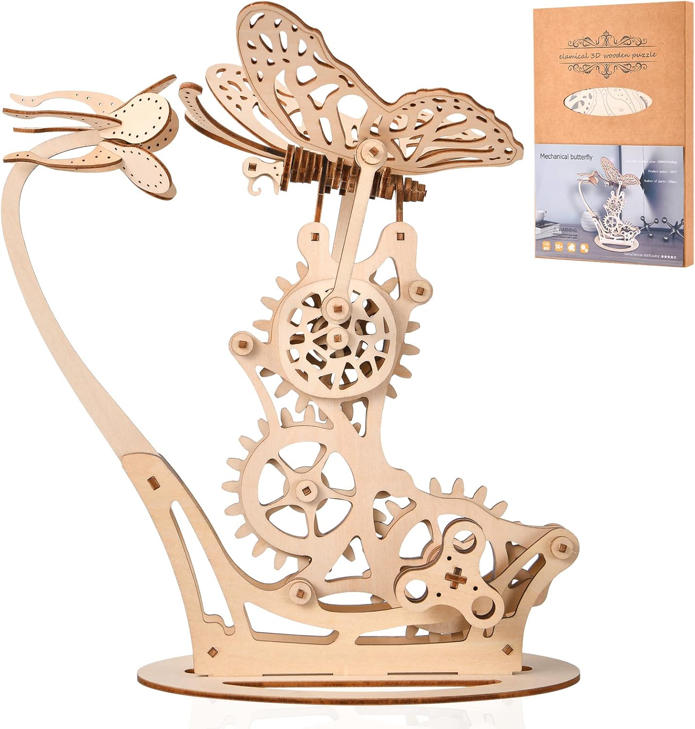 Amazon.com: eaclqins 3D Wooden Puzzle Mechaical Butterfly Model Kit ...