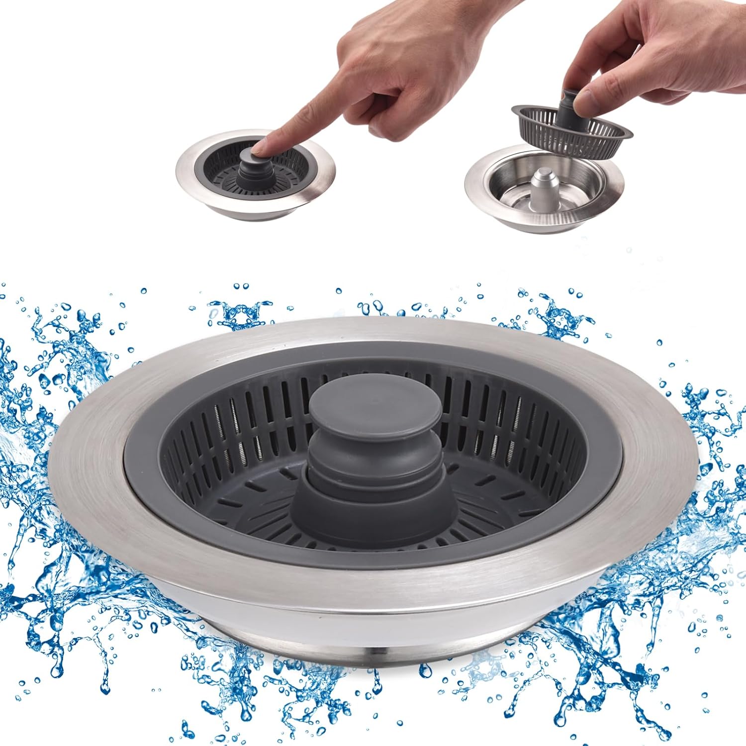 iAnomla Kitchen Sink Strainer, Upgraded 3 In 1 Pop Up Sink Drainer Plug ...
