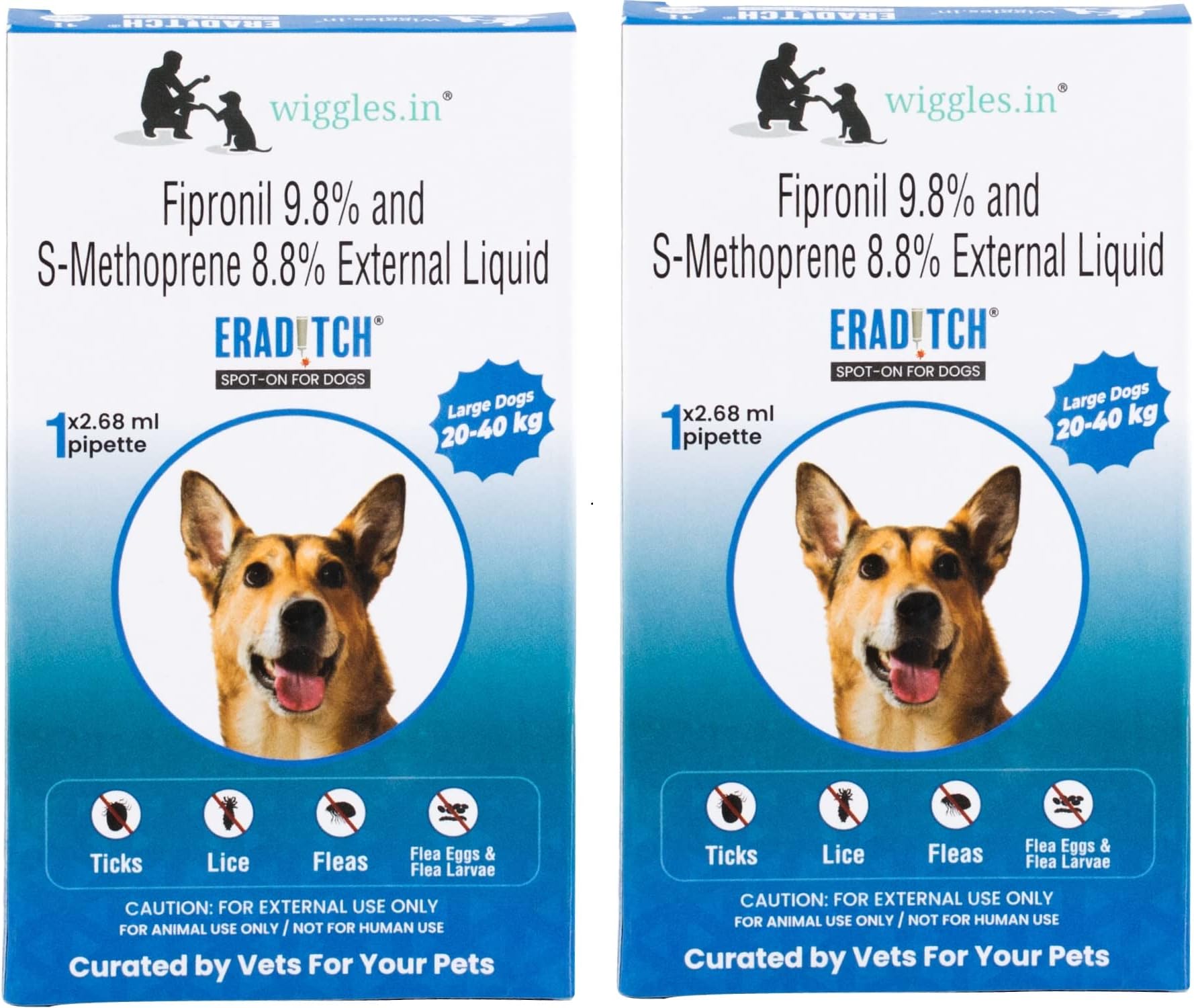 WIGGLES Eraditch Spot on for Dogs Fleas Ticks Remover Treatment Drops 5 ...