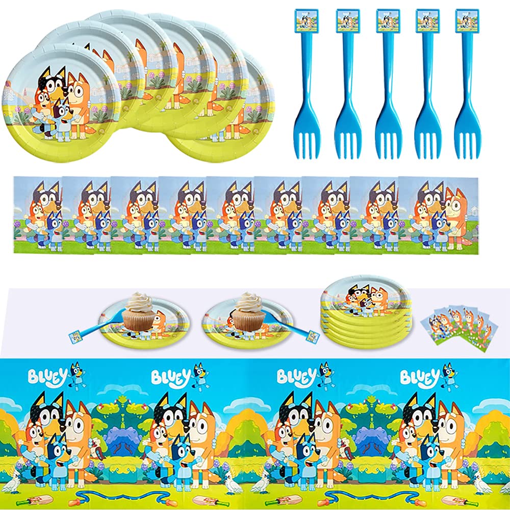 Buy 60Pcs Bluey Party Supplies Set, Sheepdog Bluey and Bingo Paper ...