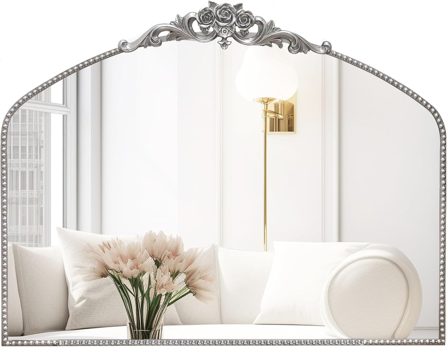 Amazon.com: AIXI HOME Silver Arched Mirror, 40" x 30" Traditional ...