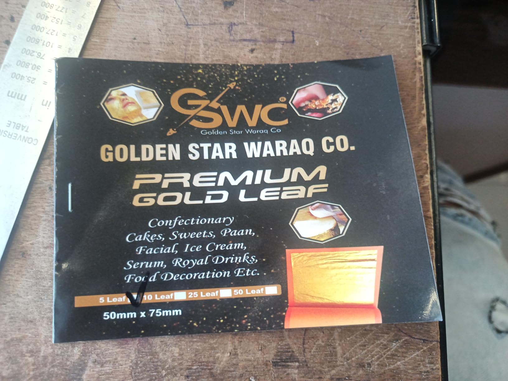 24k Pure Edible Gold Vark Golden leaf 50MMx50MM Gold Foils 5 sheets ...