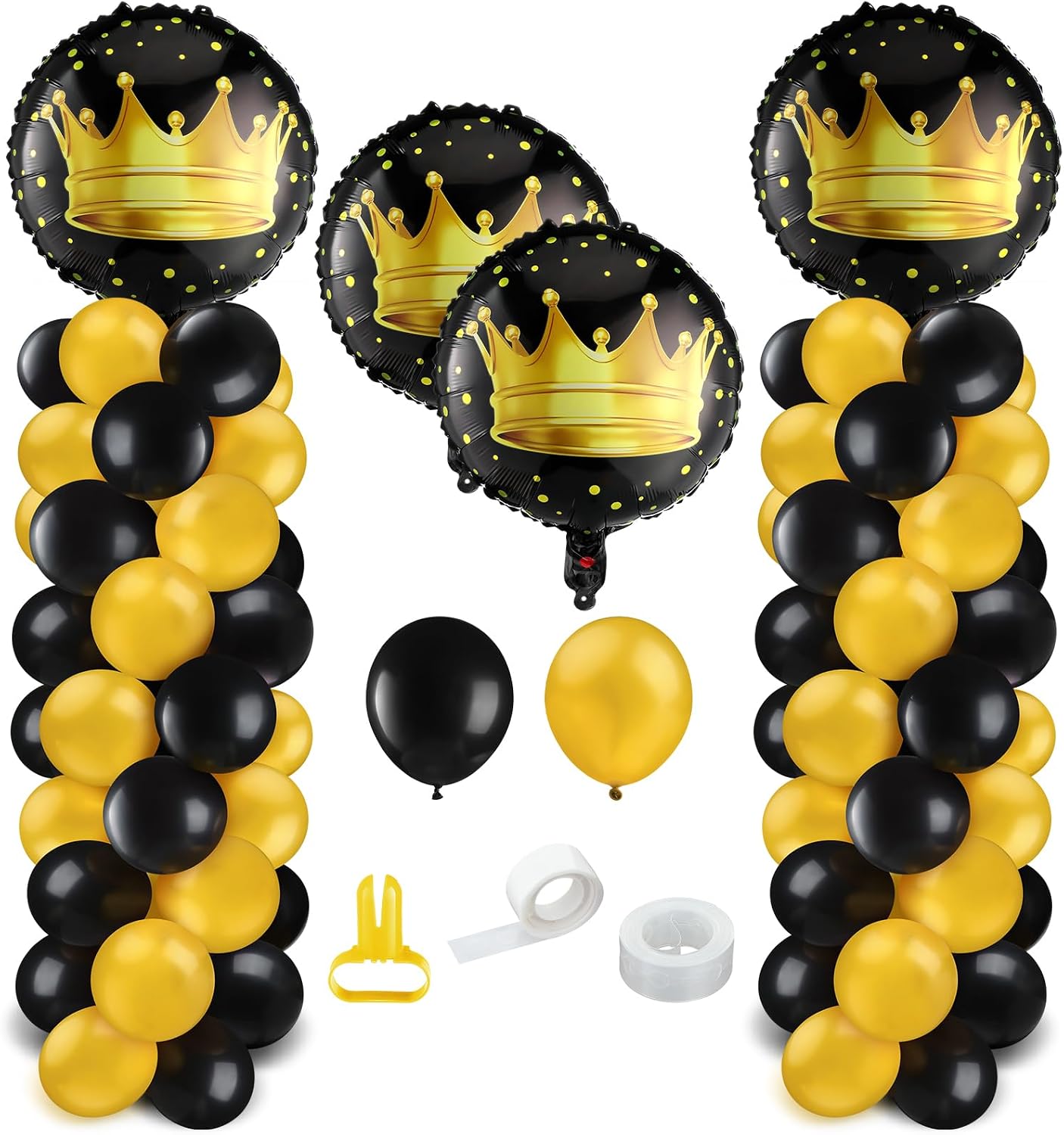 Amazon.com: Leyndo 105 Pieces King Balloon Column Kit Black and Gold ...