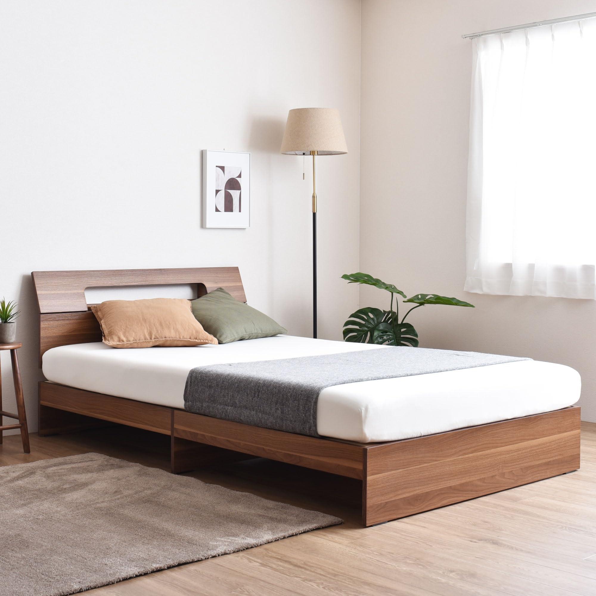 Amazon｜RASIK ベッド 布張り すのこベッド シングル ベッドフレームのみ ベージュ 脚付き ファブリックベッド ロボット掃除機も通れる EIRA エイラ｜ベッドフレーム オンライン通販