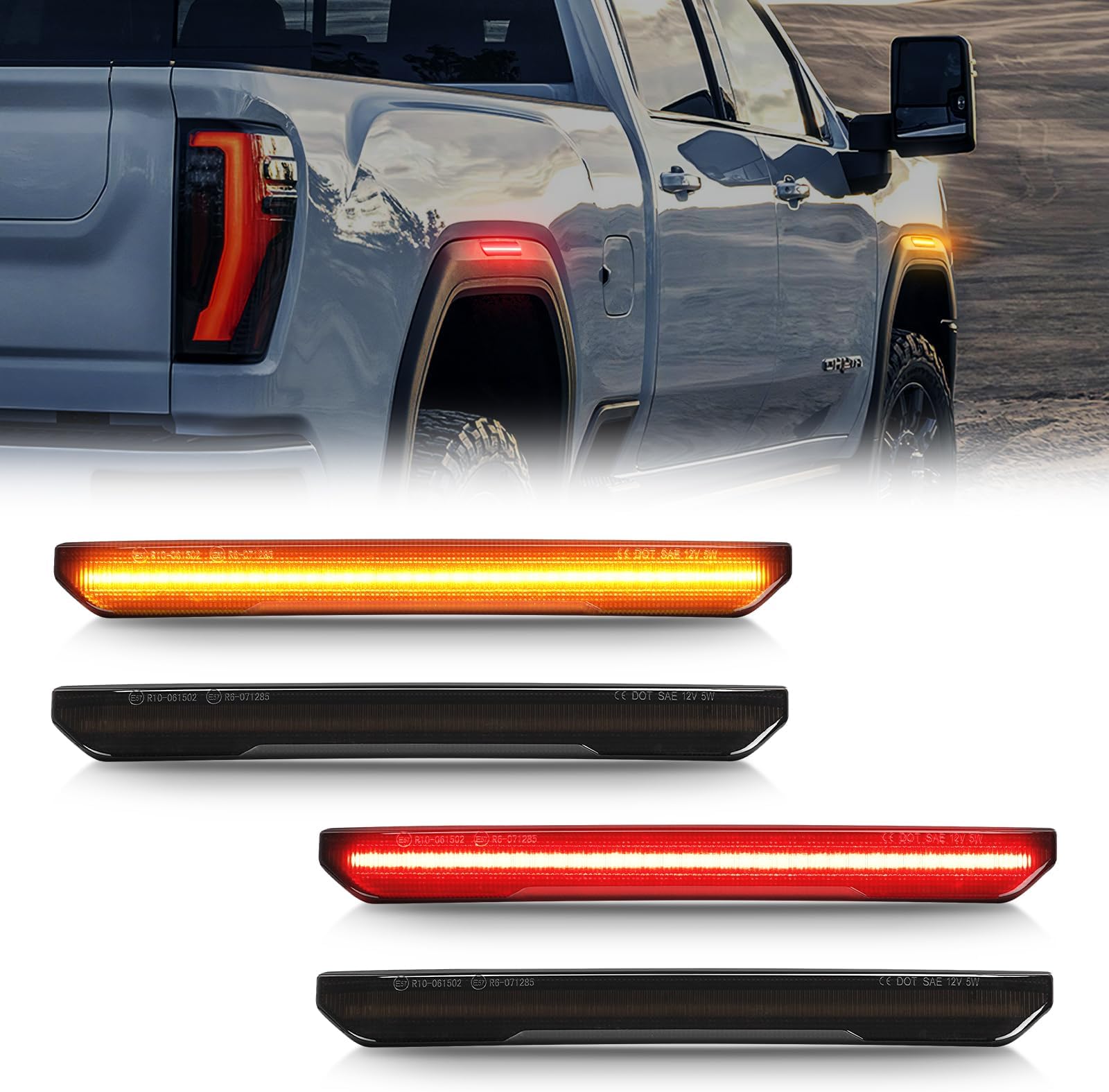 Amazon.com: SUPAREE Amber Red 4PCS LED Side Marker Lights Compatible ...