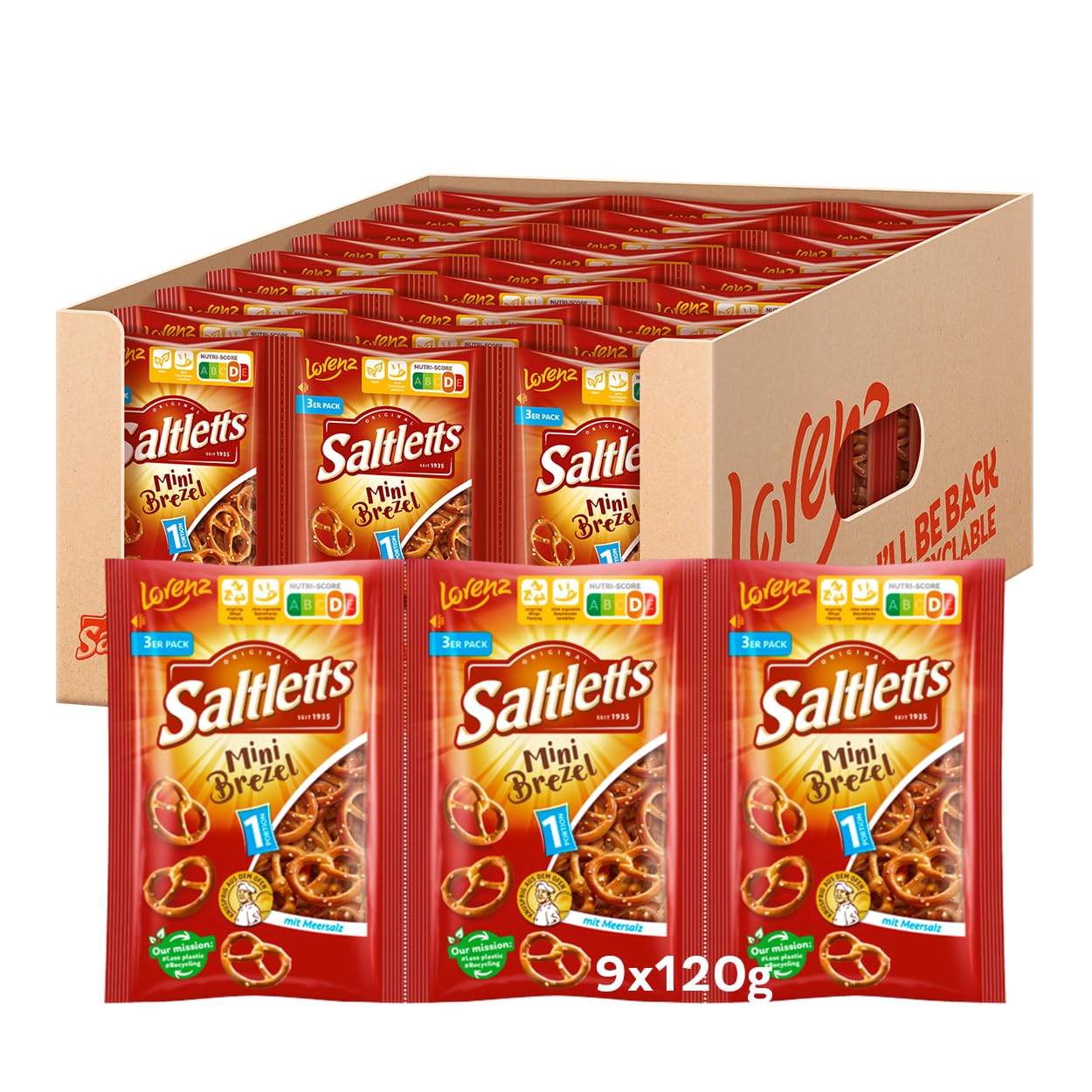 LORENZ | Saltletts Mini Brezel | 9 x 120 g | vegan : Amazon.de ...