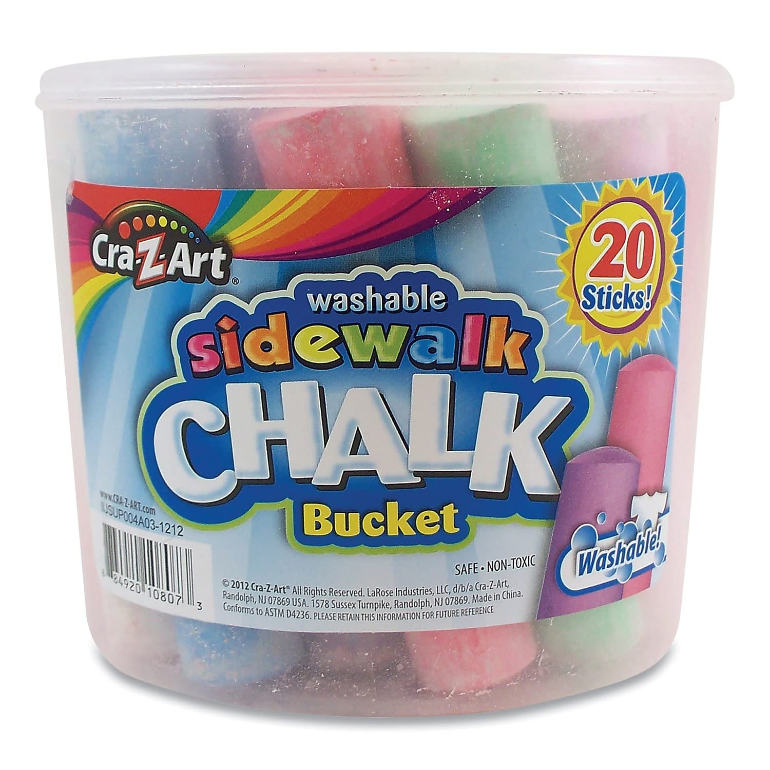 Amazon.com: Cra-Z-Art Washable Sidewalk Jumbo Chalk in Storage Bucket ...