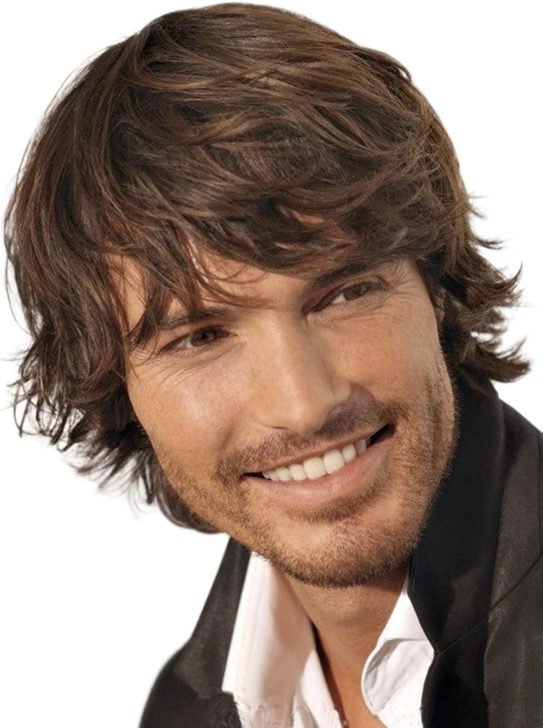 Umeet Short Mens Brown Hair Fluffy Curly Hair Wig for Men Natural Daily ...