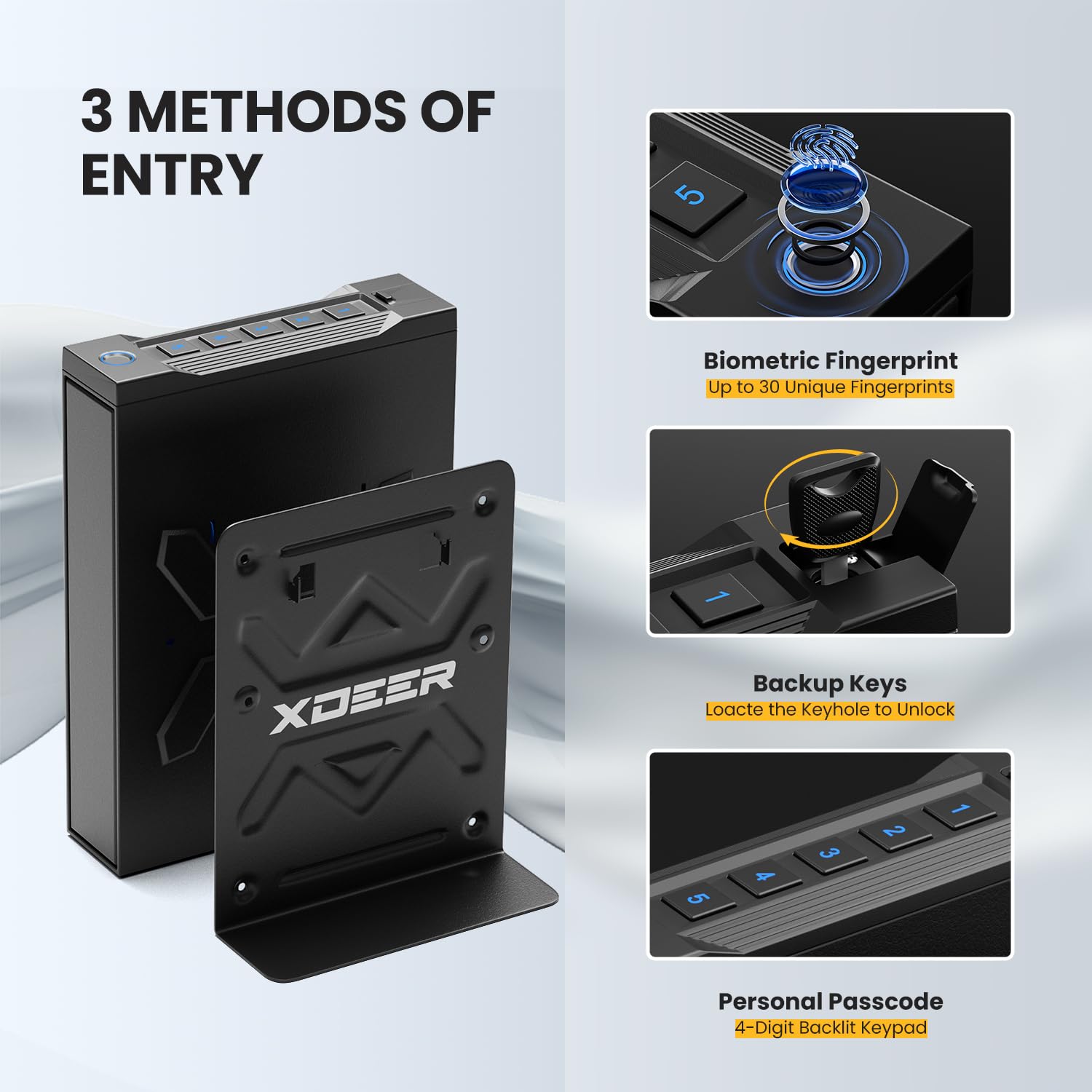 Snapklik.com : XDeer Biometric Pistol Safe, Quick Access Nightstand ...