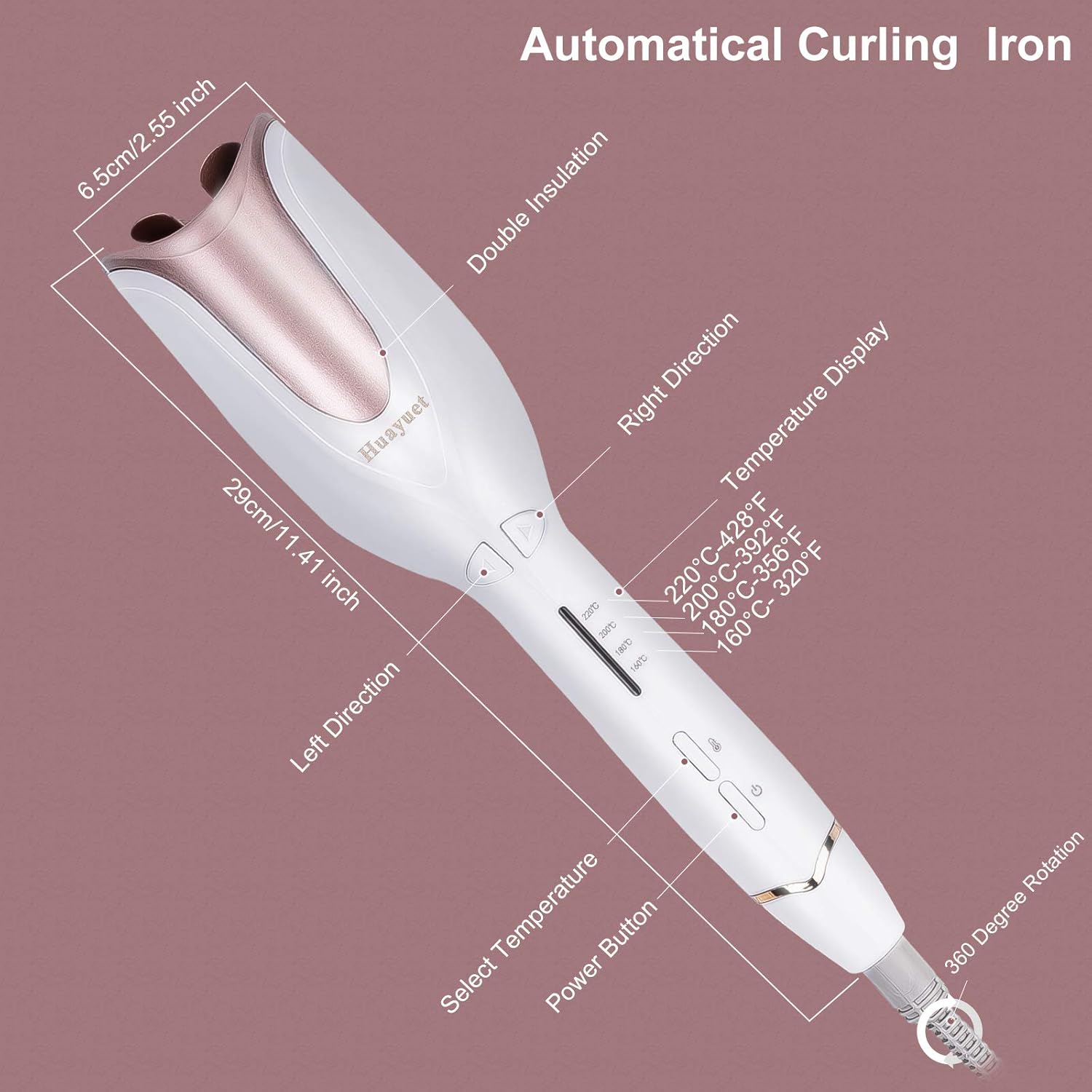 Automatic Hair Curler for Long Hair, 9s Curling Iron Wand Rose Design 4 ...