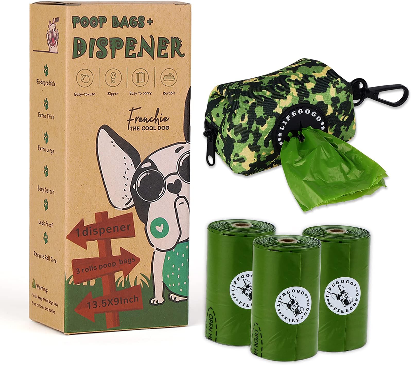 Dog Poo Bags - 1140 Counts Dog Poop Bags Rolls with Dispenser ...