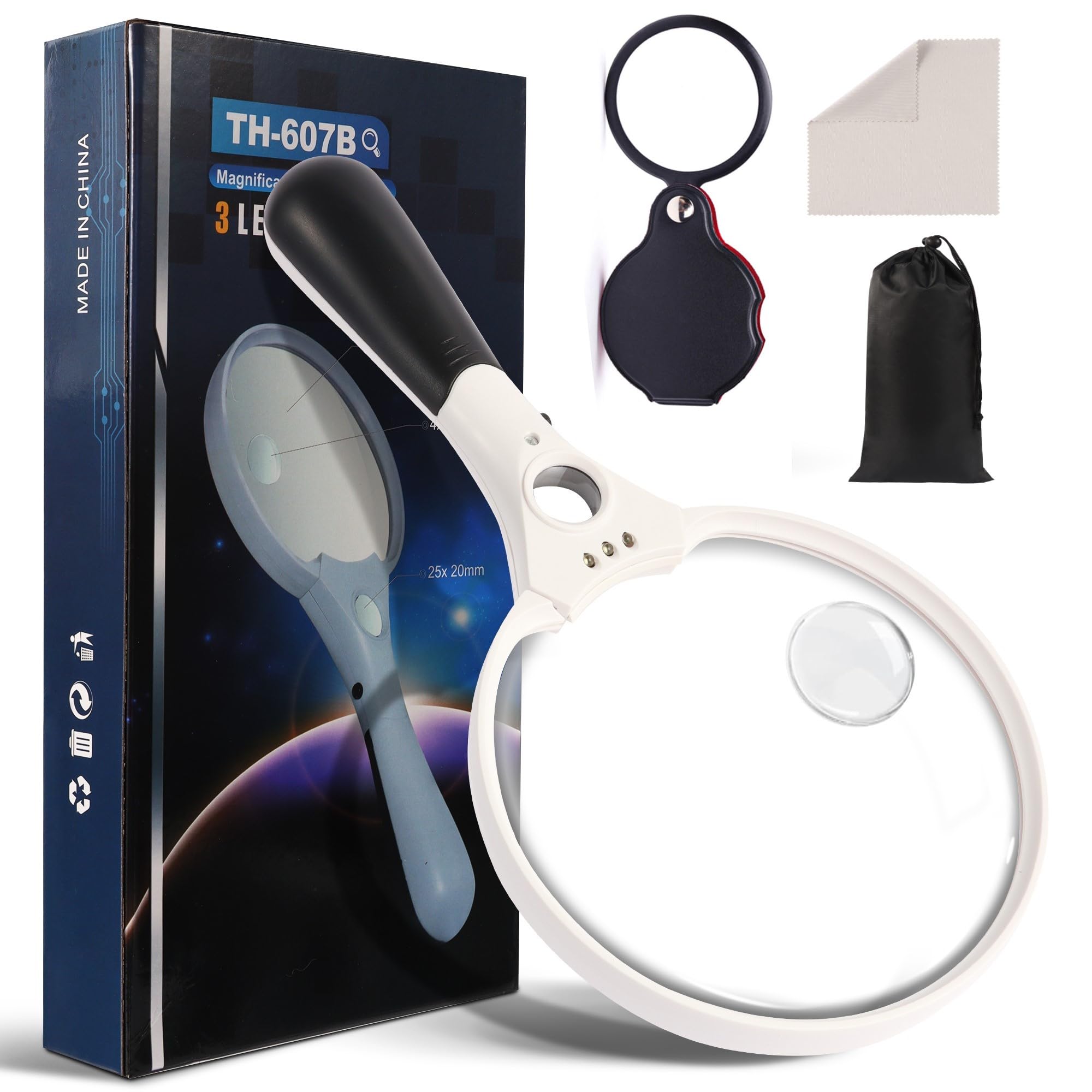 Amazon.com: H HOKIZU Handheld Large Magnifying Glass with 3 Lights, 5 ...