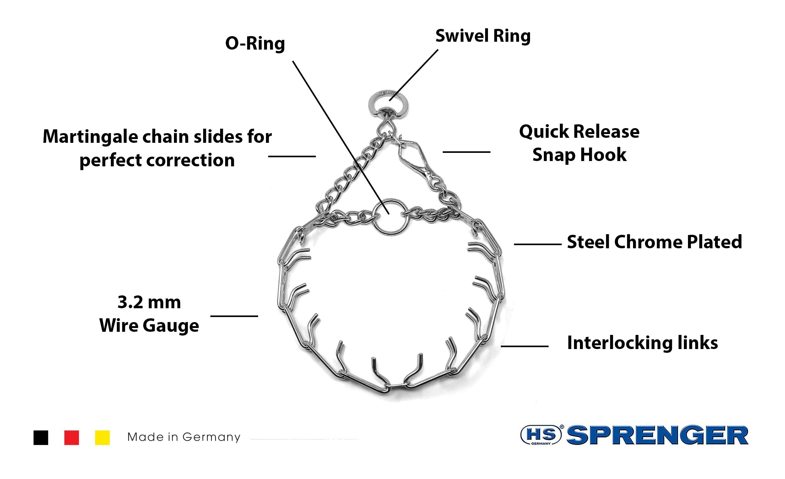 HS HERM. SPRENGER GERMANY Prong Dog Training Collar with Quick Release ...