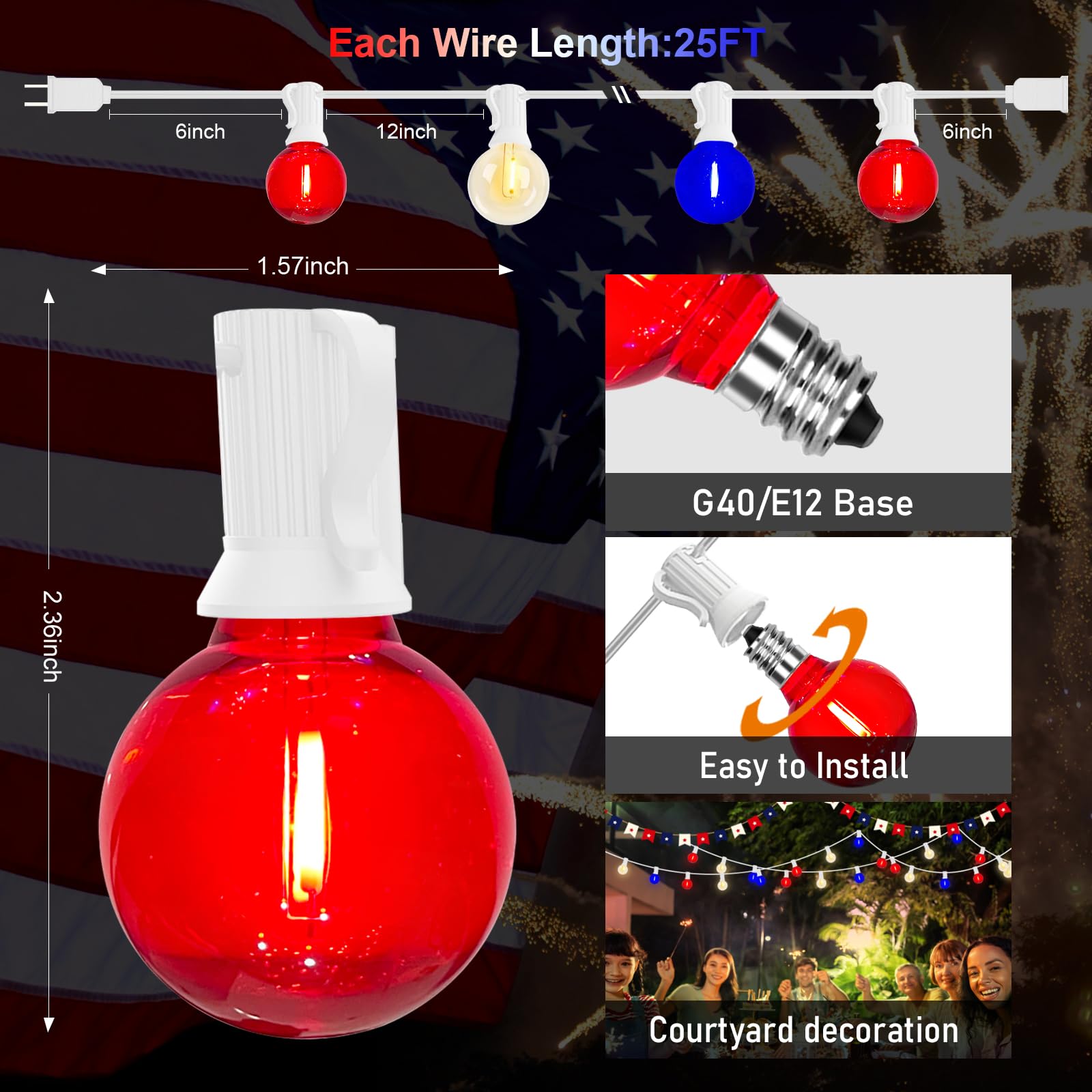 Red Globe String Lights Amazon.com : GOOTHY 50Ft Outdoor Red/Green