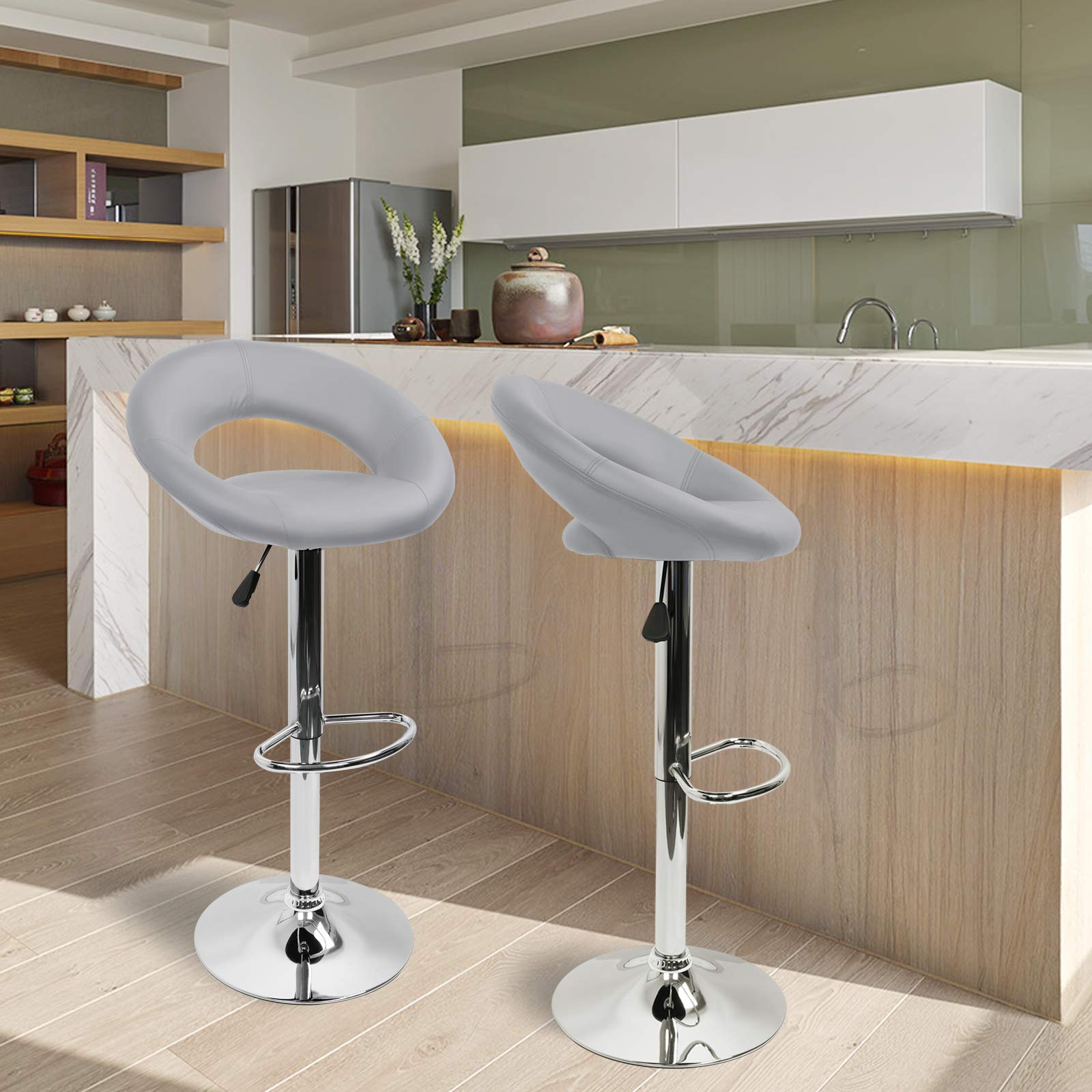 IntimaTe WM Heart Bar Stools Set of 2, Adjustable Breakfast Kitchen ...