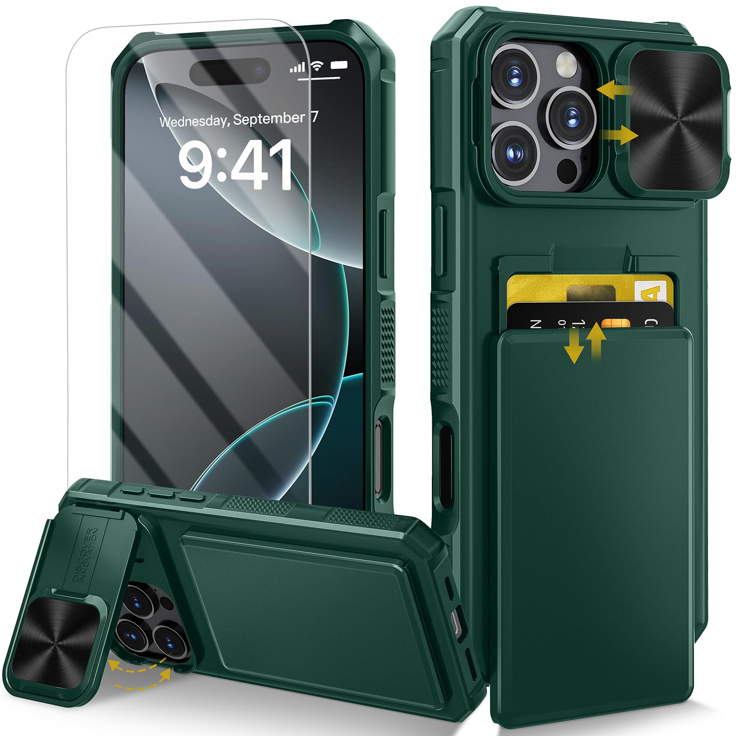 Amazon.com: GIVELOT 5 in 1 for iPhone 16 Pro Max Case with Card Holder[Slide Camera Cover ...