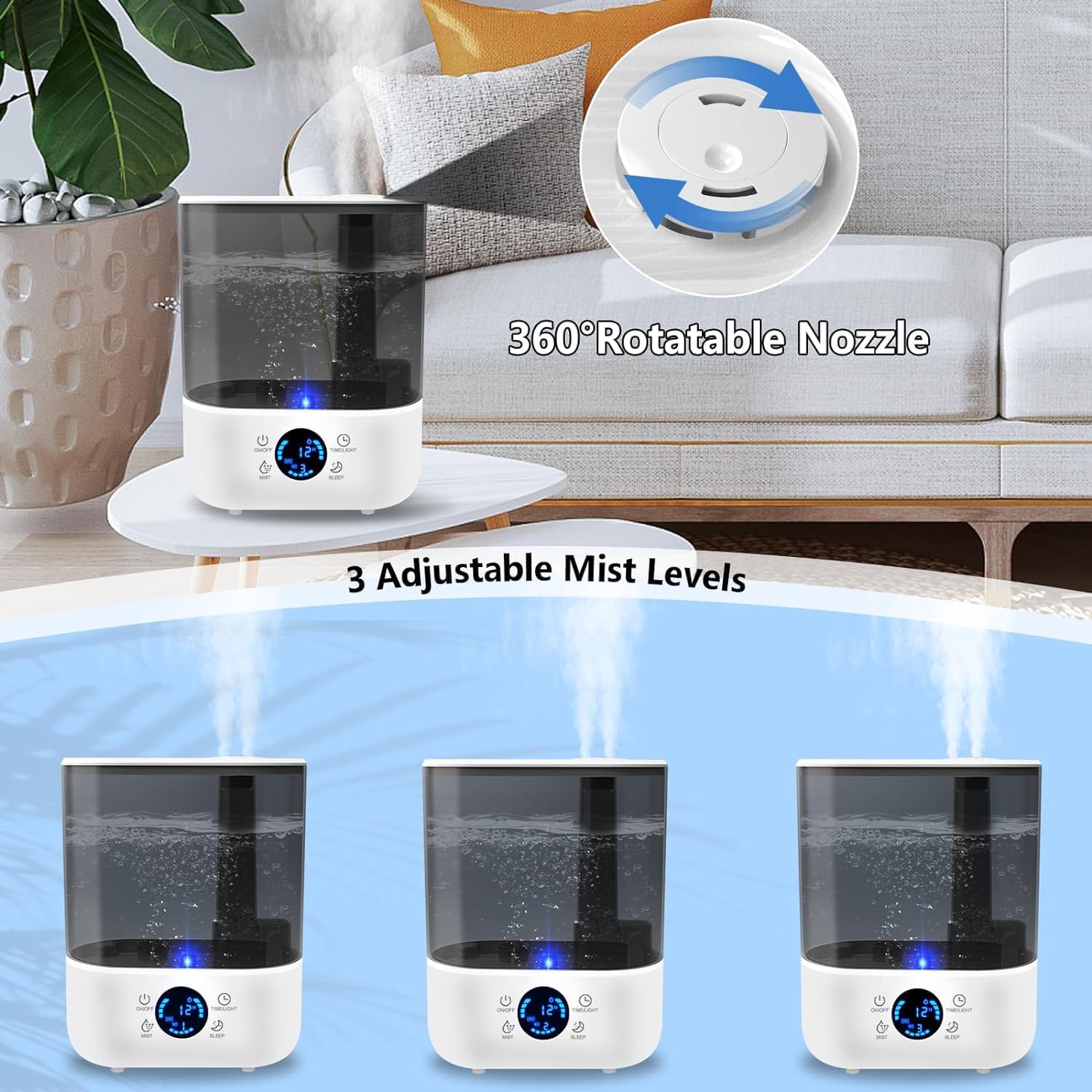 Humidificadores para dormitorio, humidificador de aire ultrasónico de 5 ...