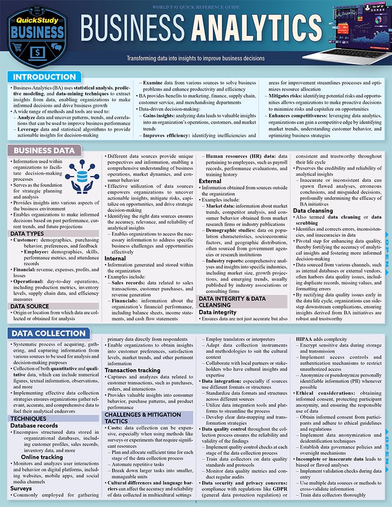 Business Analytics: A Quickstudy Laminated Reference Guide: Allison, Dr ...