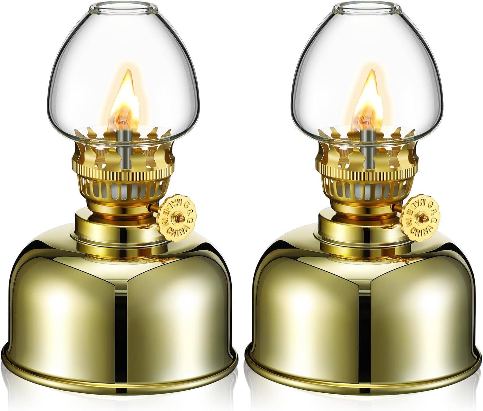 Amazon.com: Aurelema 2 Pcs Metal Glass Oil Lamp Small Gold Kerosene ...